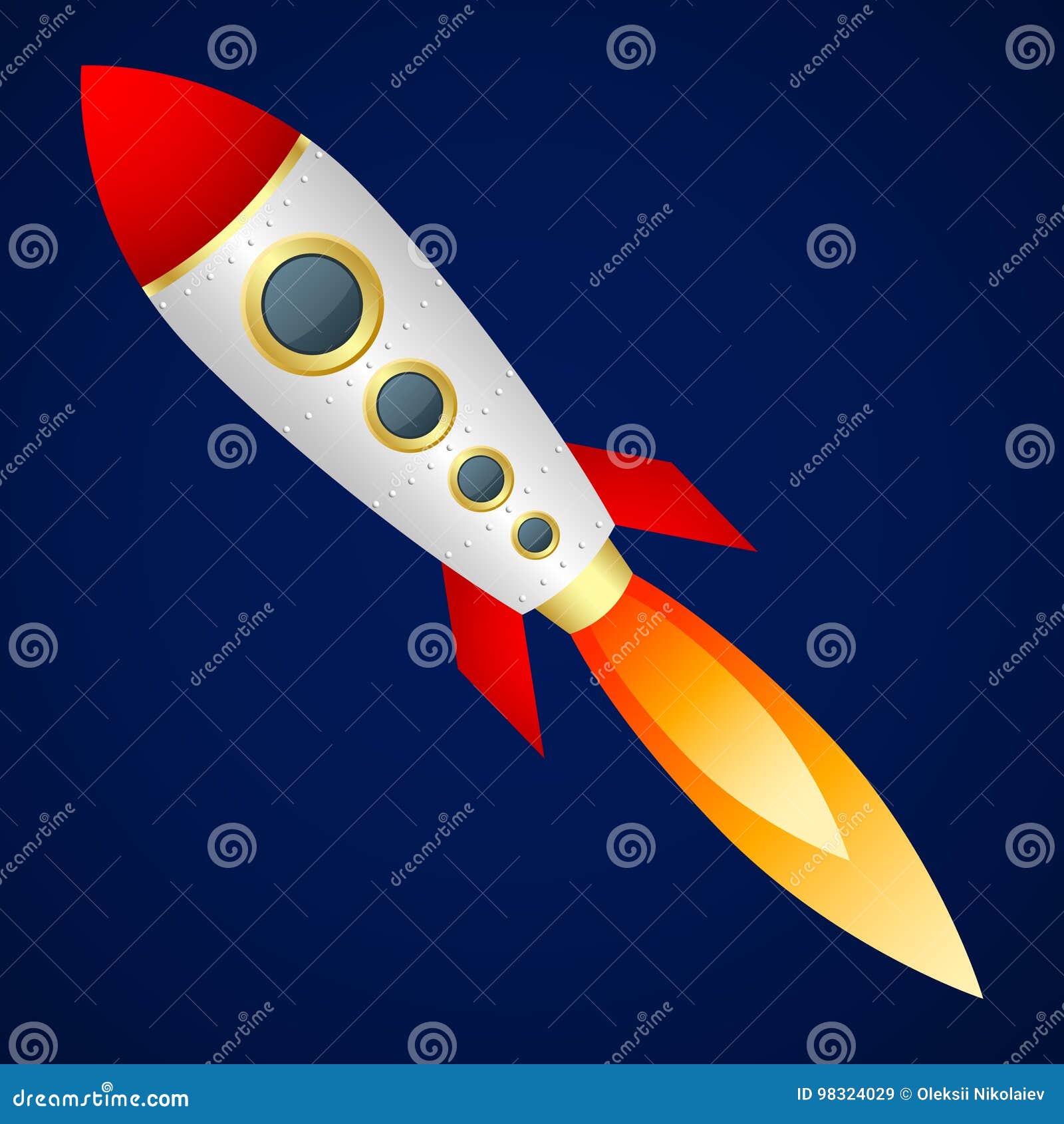 Rocket on a Dark Blue Background. Cartoon Style. Vector Image. Stock ...