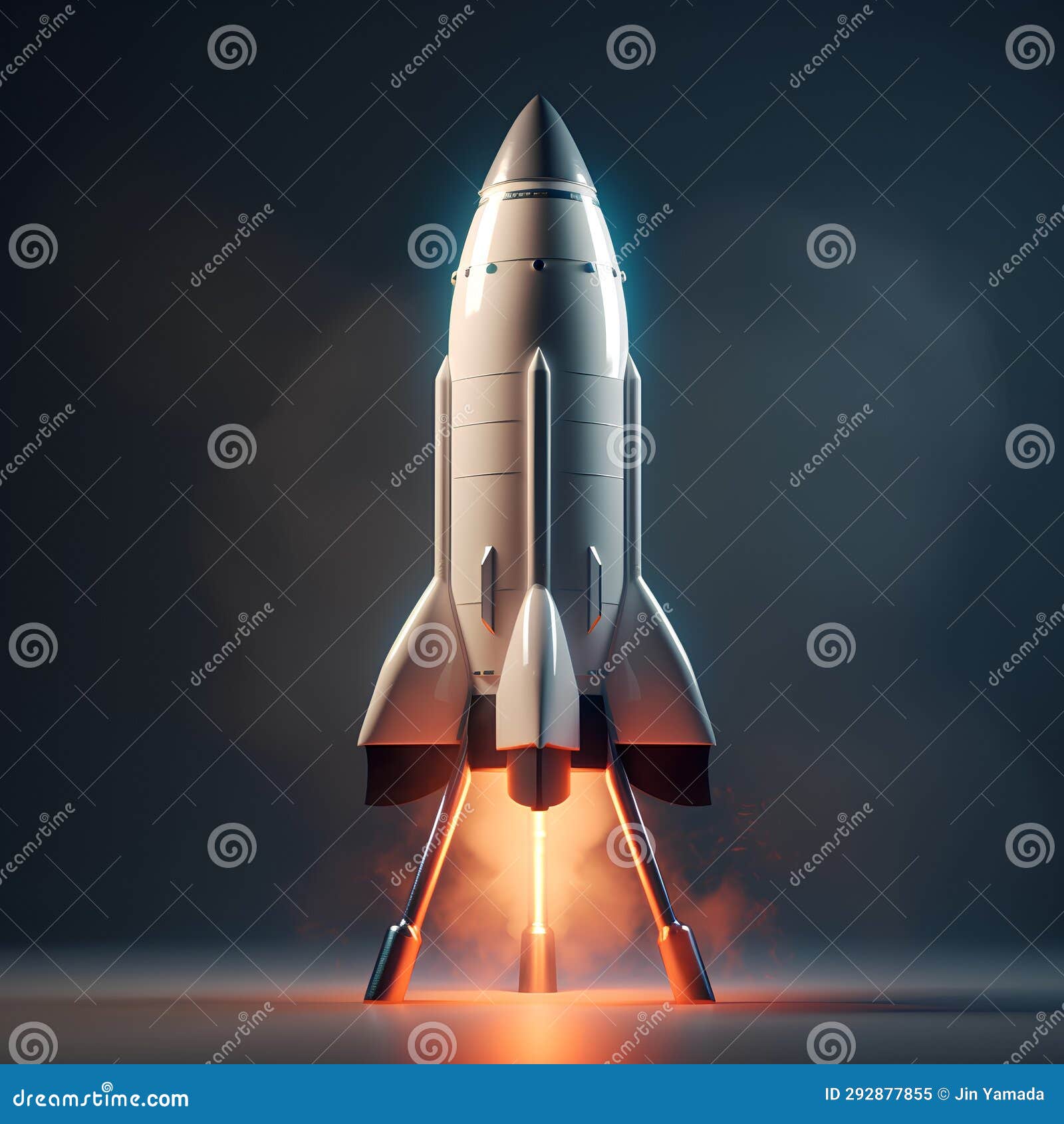 Rocket in the Dark. 3D Rendering. Image Contains Clipping Path Stock ...