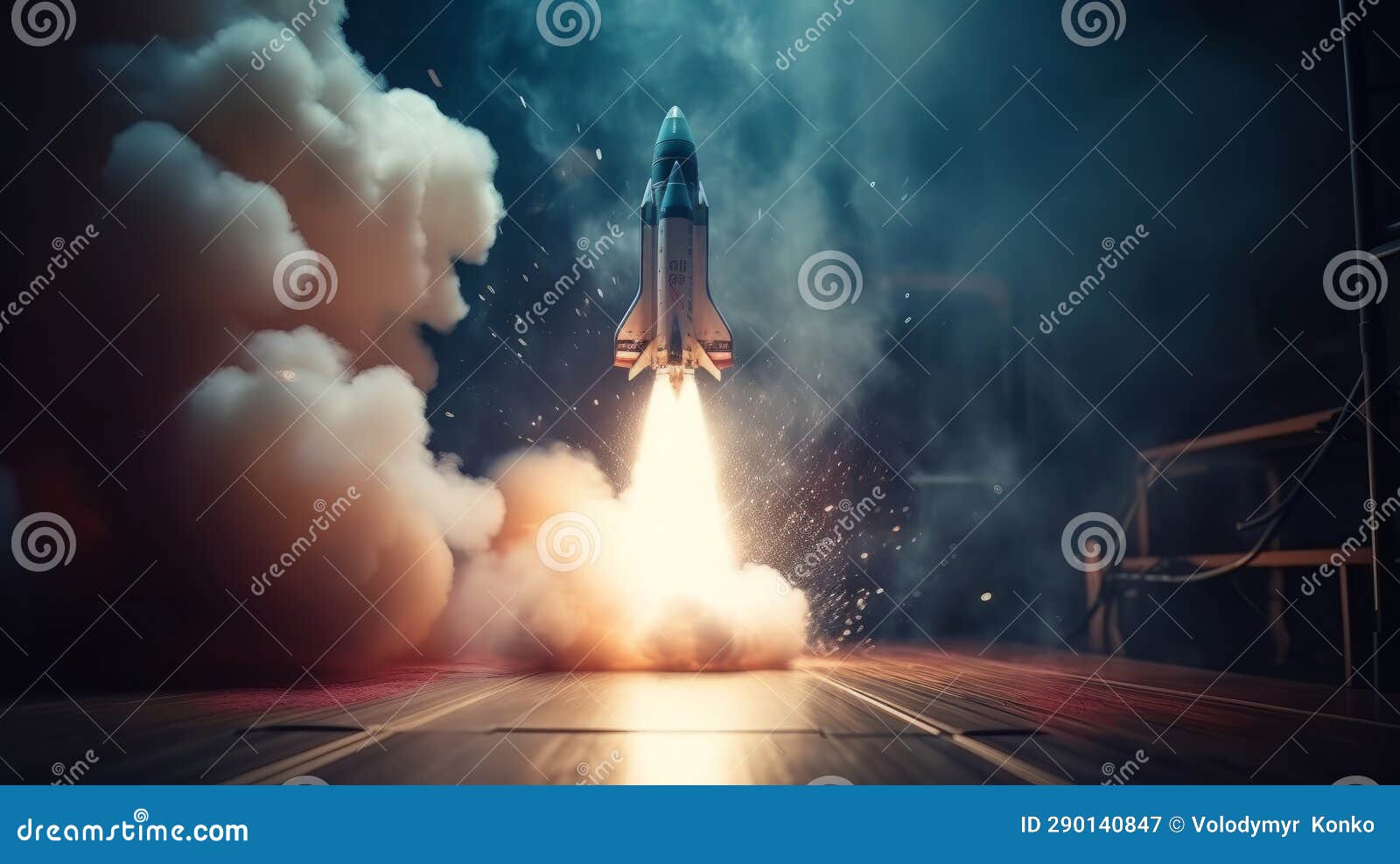 Rocket in the Dark Night. Generative Ai Stock Image - Image of dark ...