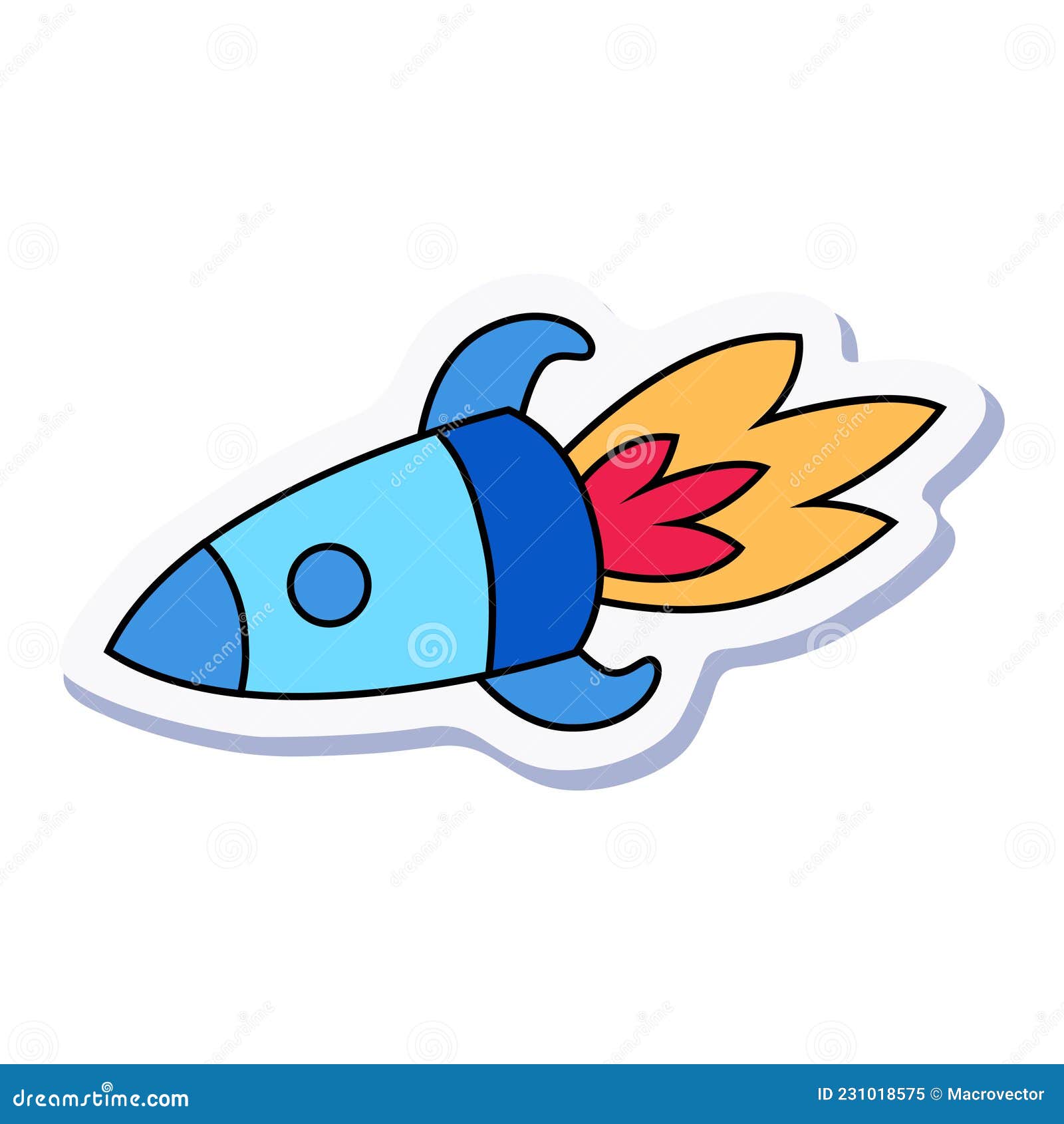 Rocket Doodle Sticker stock vector. Illustration of cute - 231018575