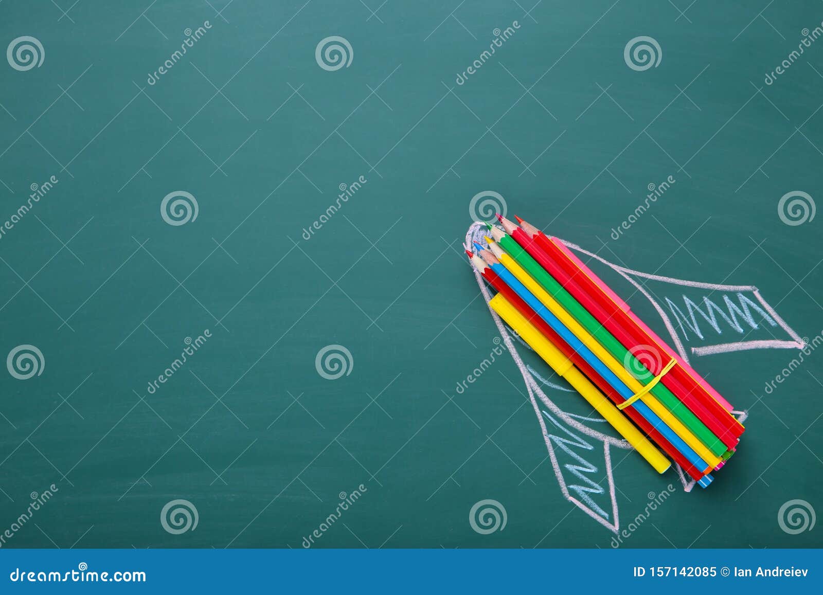 Rocket Drawing on Chalkboard Stock Image - Image of drawing, student ...