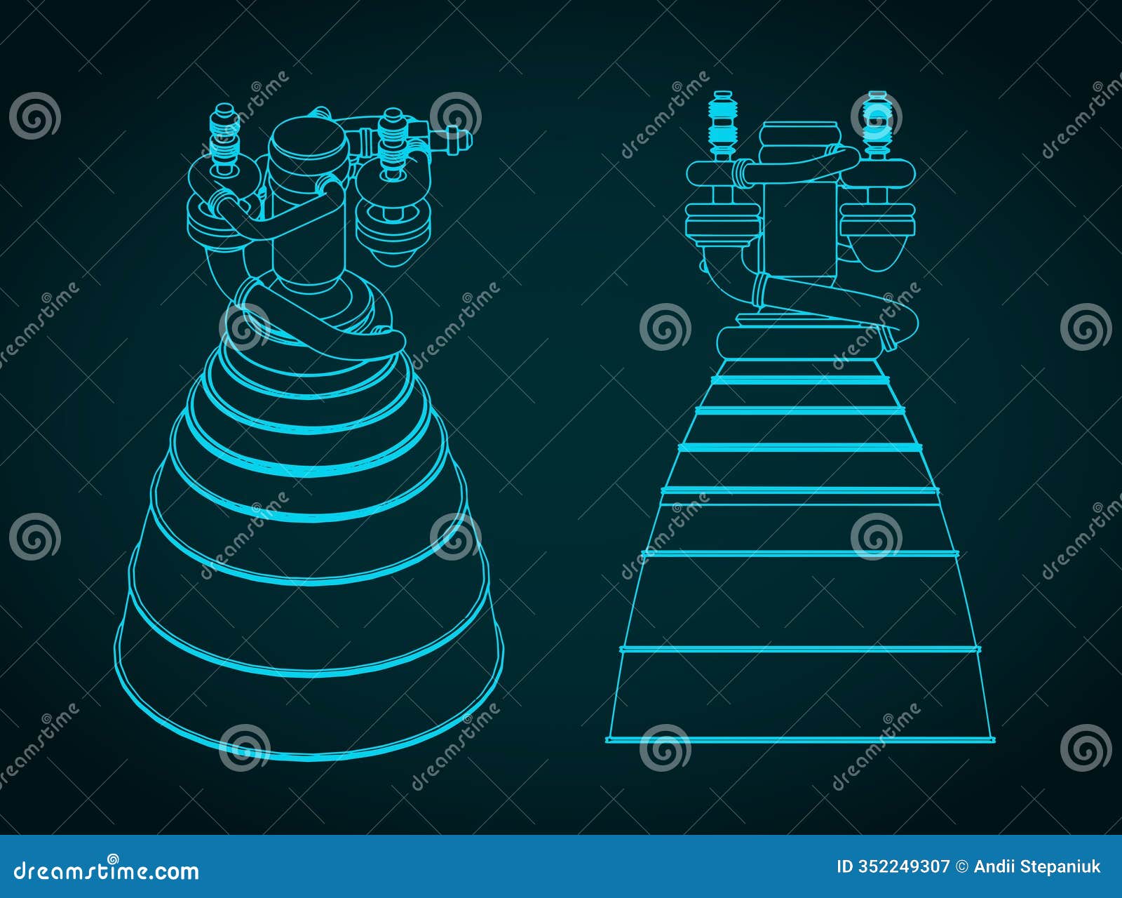 Rocket Engine Blueprints Illustration Stock Illustration - Illustration ...