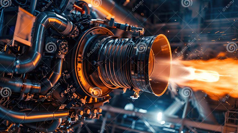 Rocket Engine Test Fire Close-up, Demonstrating the Power and ...