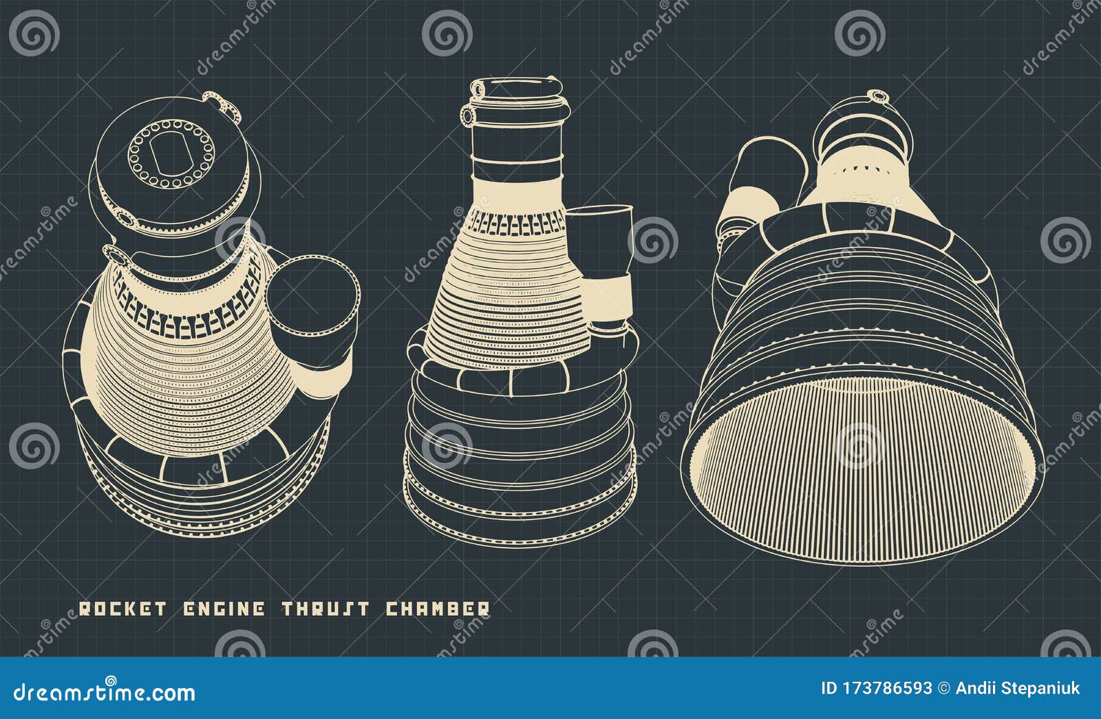 Rocket Engine Thrust Chamber Blueprints Stock Vector - Illustration of ...