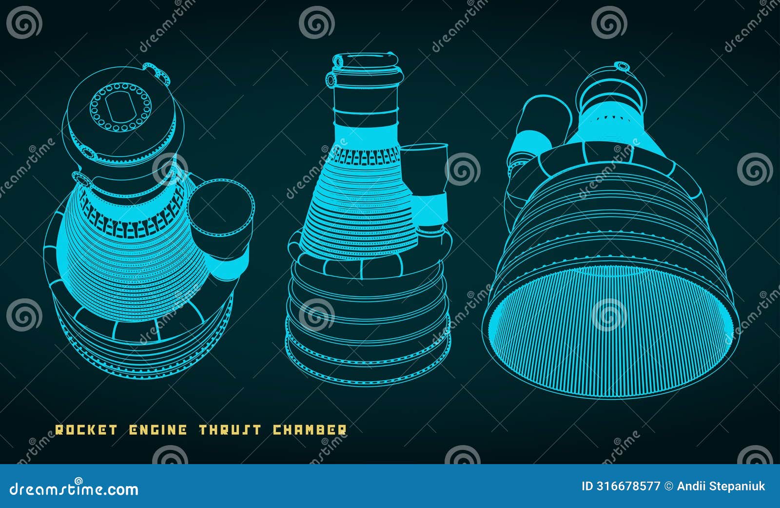 Rocket Engine Thrust Chamber Drawings Cartoon Vector | CartoonDealer ...