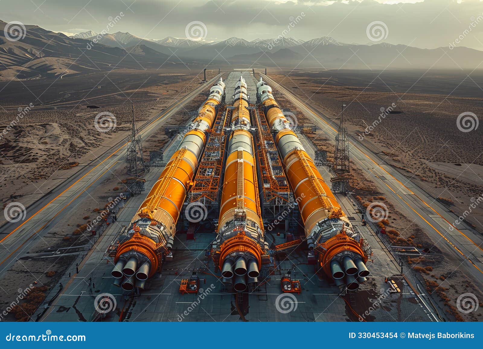 Rocket Engine Turbines for Spacecraft on Space Exploration Runway for ...