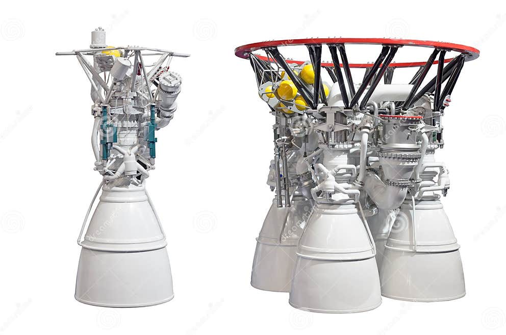 Rocket Engines, Engine with Two Nozzles and Engine with Four Nozzles ...