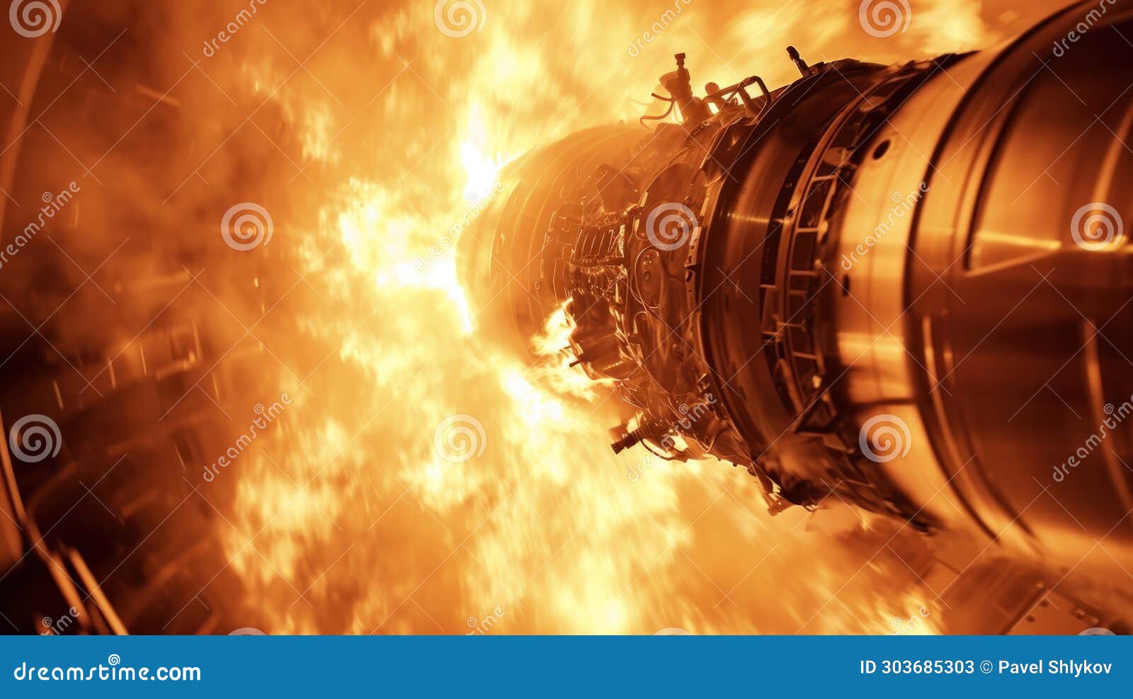 Rocket Engines and Fire Ignition. Missile Launch at Night, Close Up ...