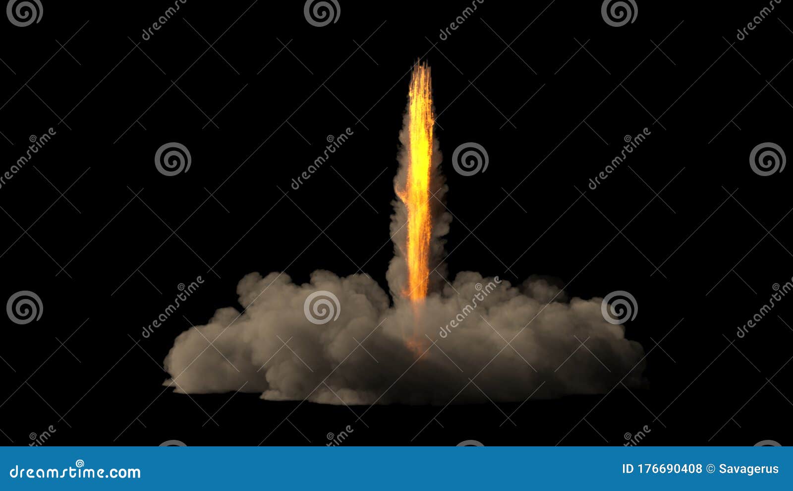 Rocket Exhaust from a Rocket Launch. 3D Rendering Stock Illustration ...