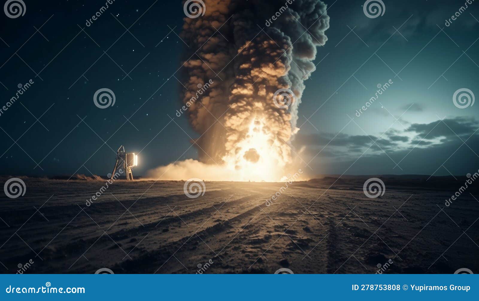 Rocket Explodes in the Dark Sky, Danger and Adventure Await Generated ...