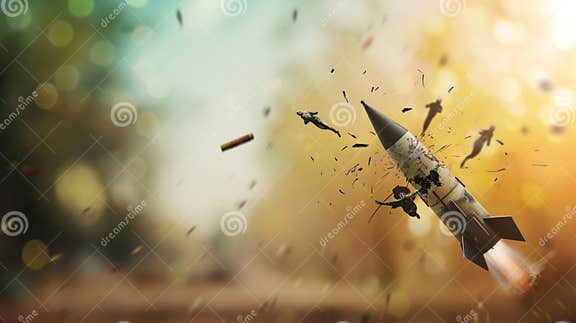 Rocket Explosion with Miniature Figures Stock Image - Image of ...
