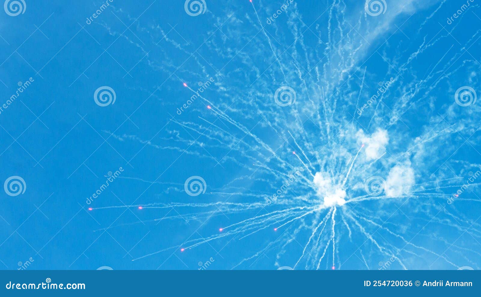 Rocket Explosion in the Sky, Shoot Down a Rocket, Fireworks in the Blue ...