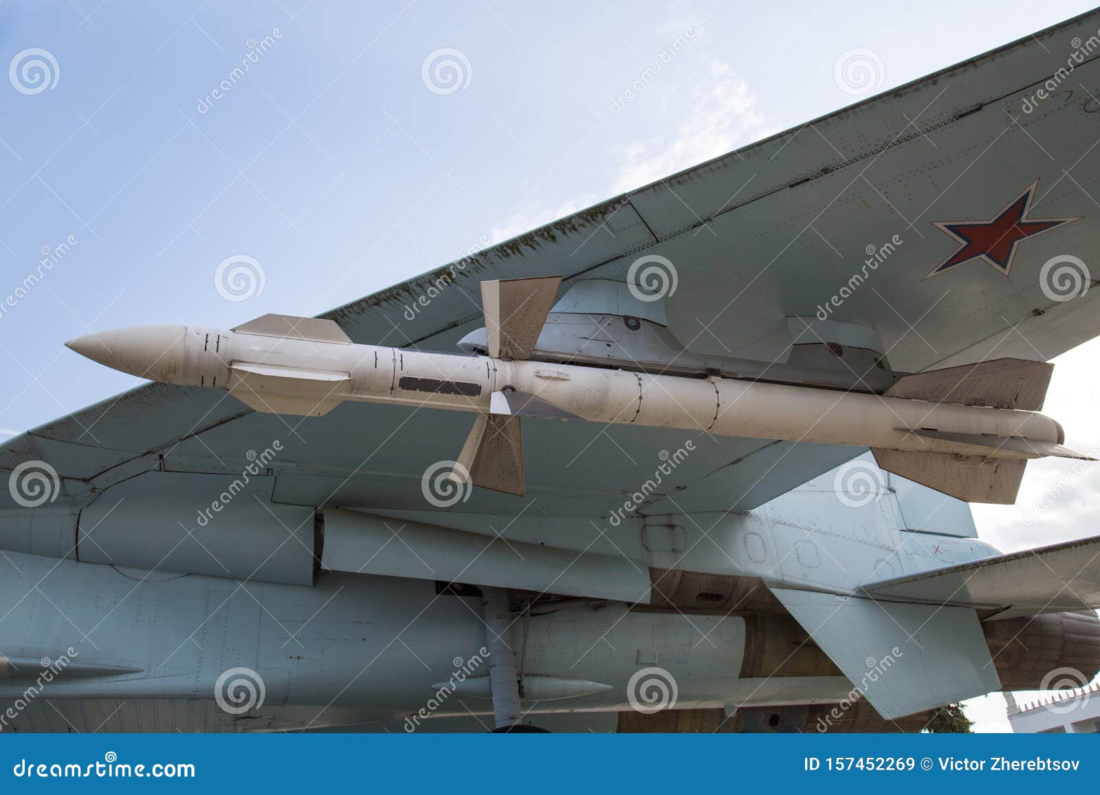 Rocket on a Fighter Wing on a Sunny Day. Military Equipment Stock Image ...
