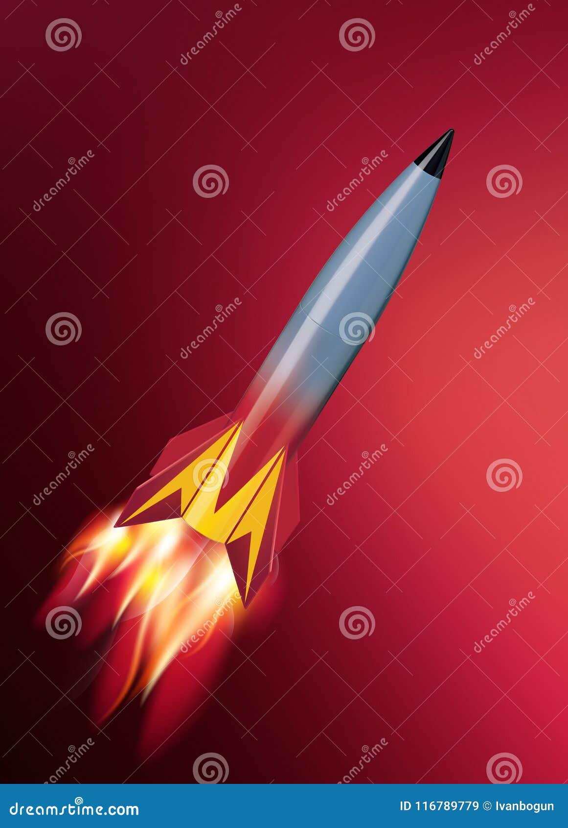 Rocket with Fire. stock illustration. Illustration of exploration ...