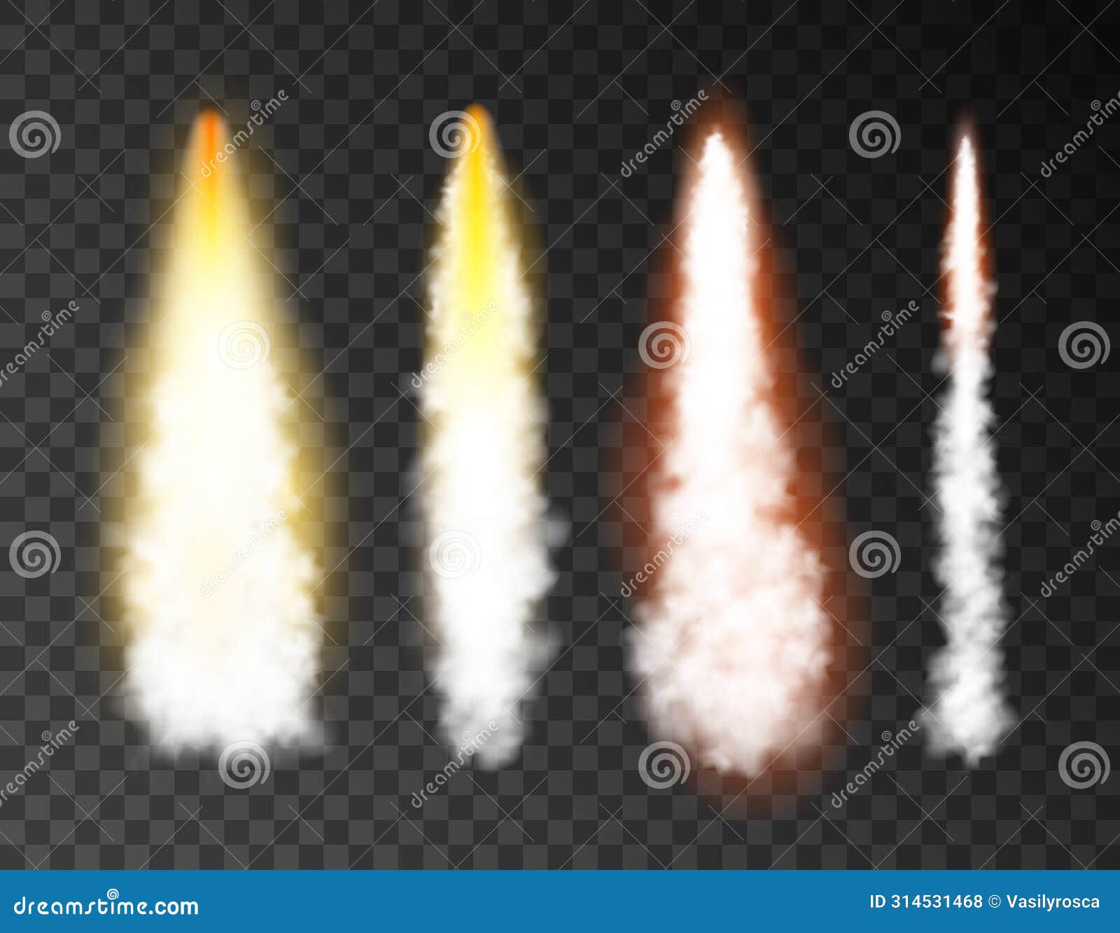 Rocket Fire And Smoke Trails, Realistic Spacecraft Startup Launch ...