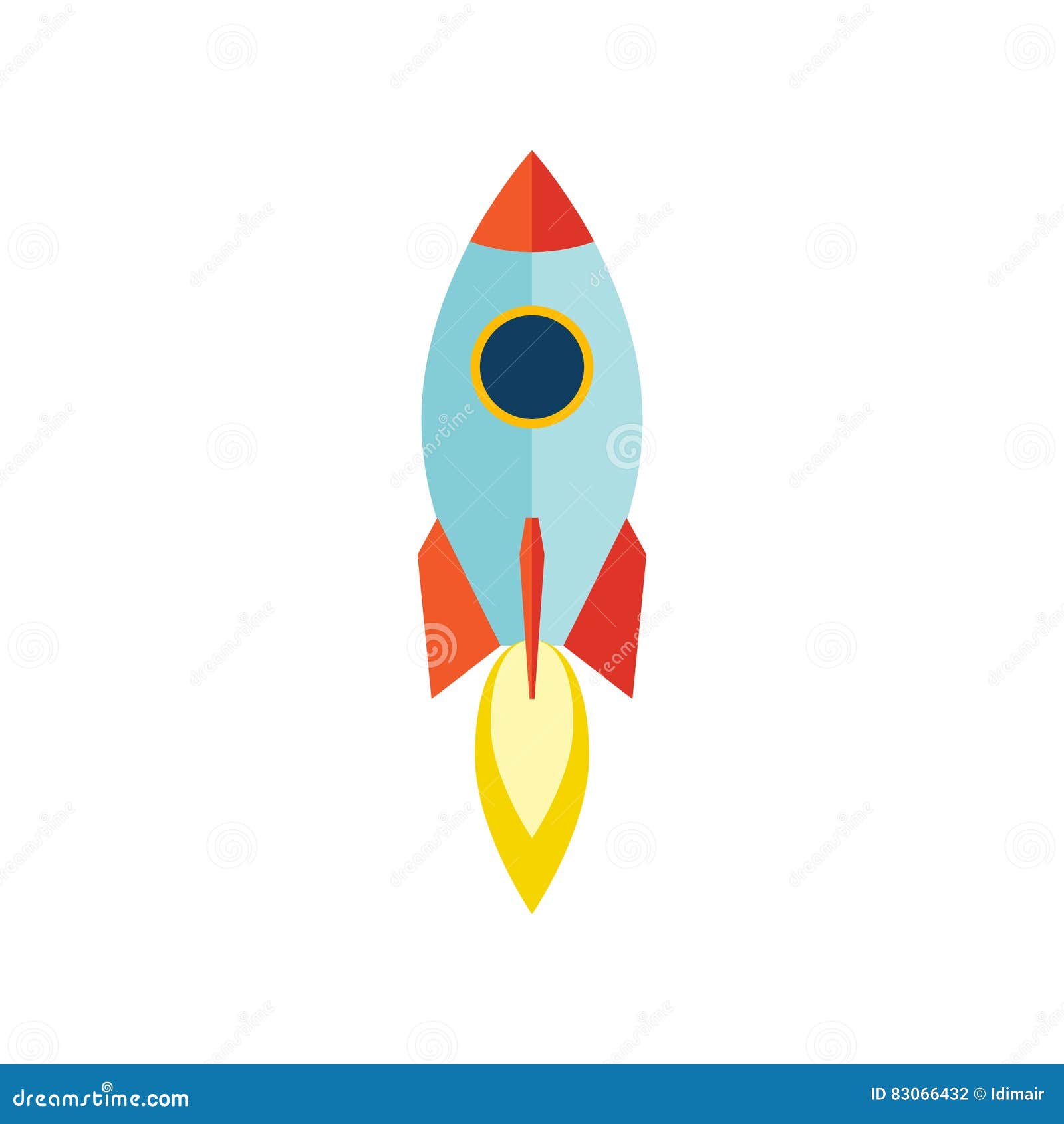 Rocket with Fire. Flat Design Stock Vector - Illustration of coin, flat ...
