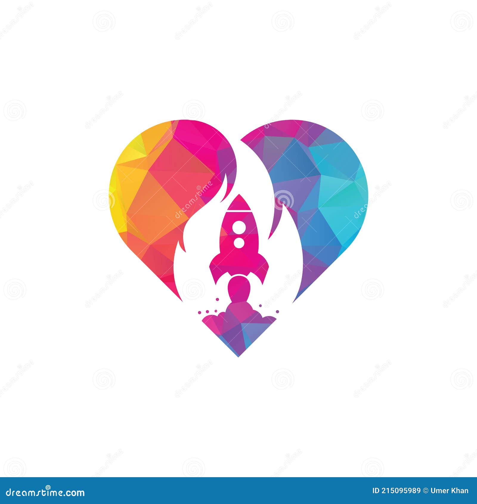 Rocket Fire Heart Shape Concept Logo Design. Stock Vector ...