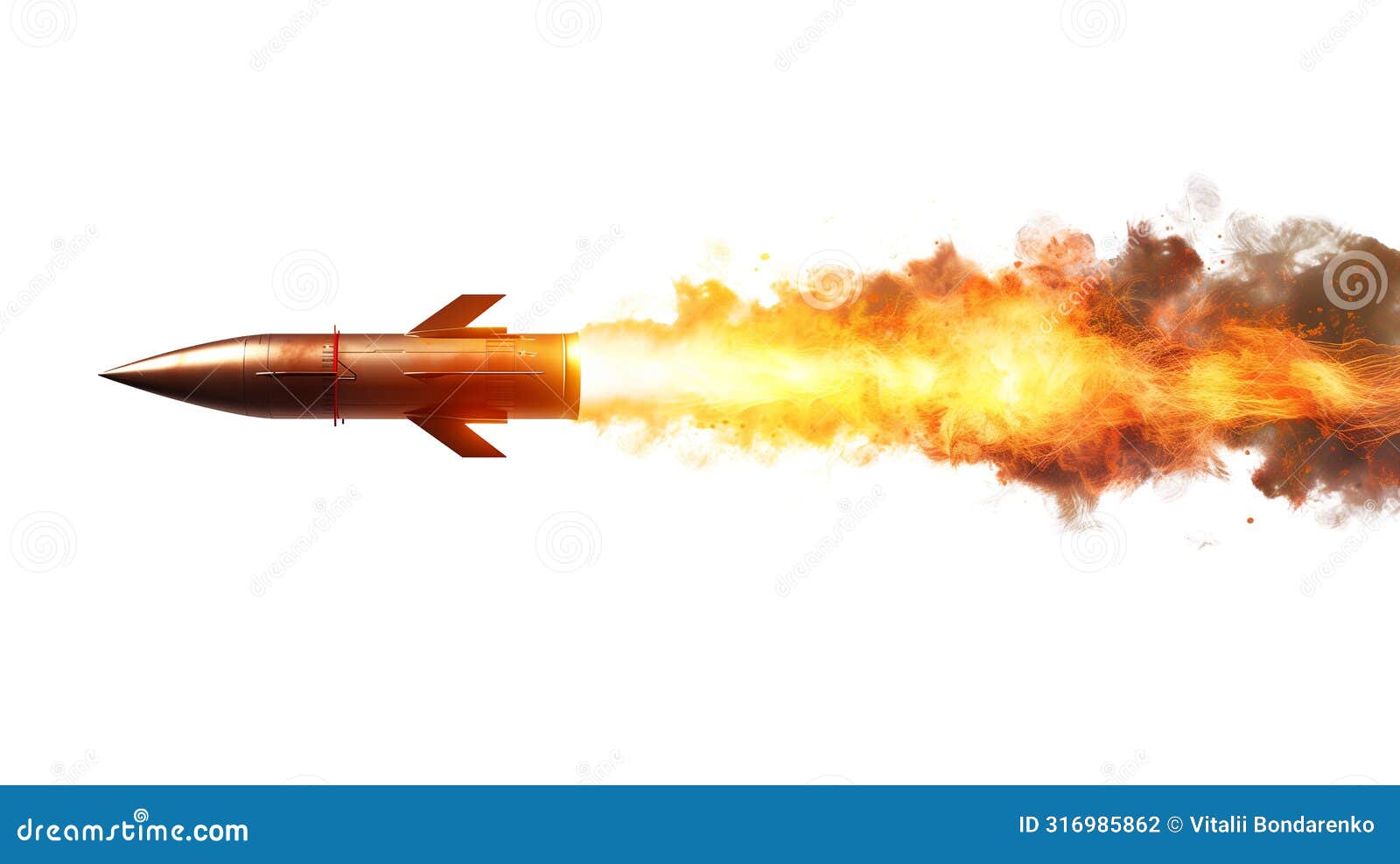 Rocket in Fire Isolated on Transparent Background. 3d Render. Stock ...