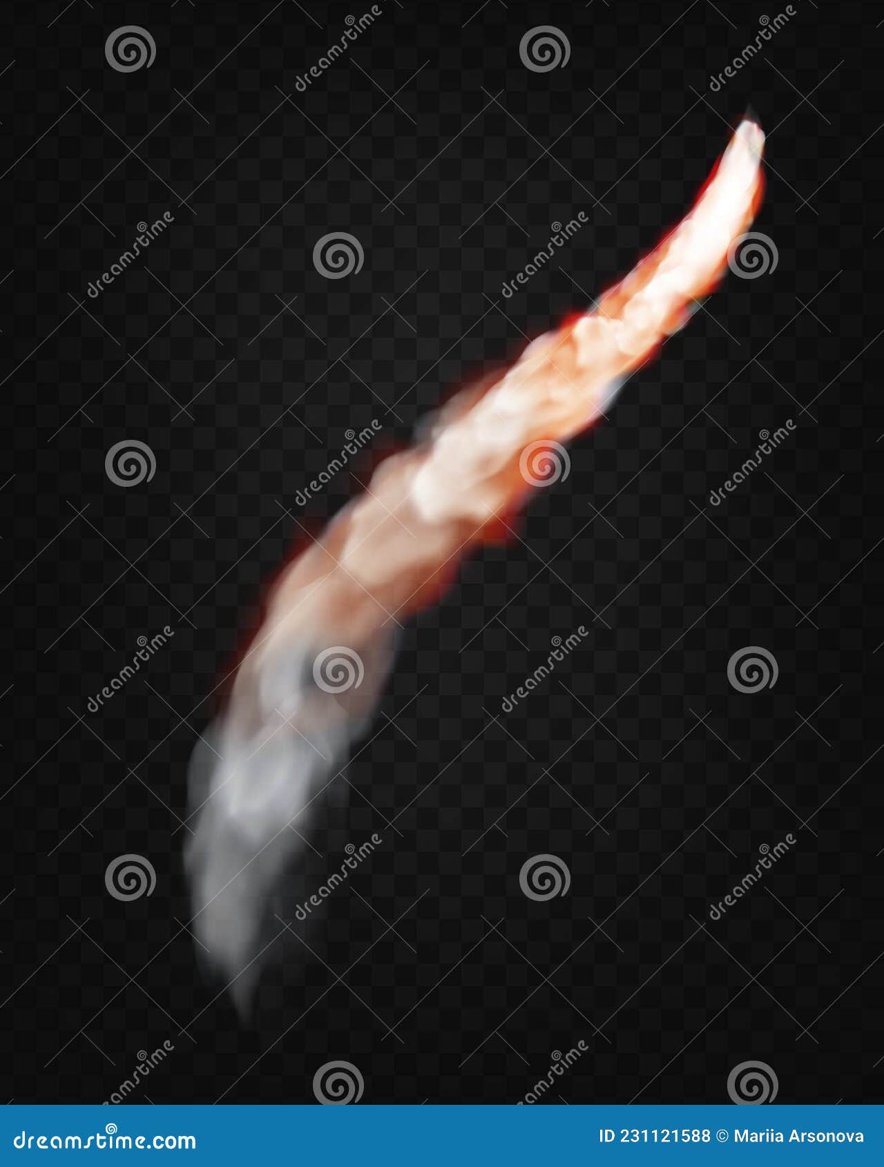 Rocket Fire and Smoke Trails, Vector Realistic Spacecraft Startup ...