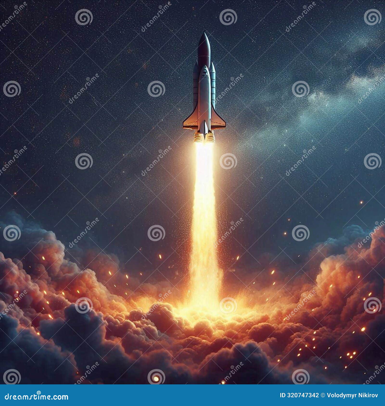 Rocket with Fire Trail Isolated on Sky Background. Generated AI Stock ...