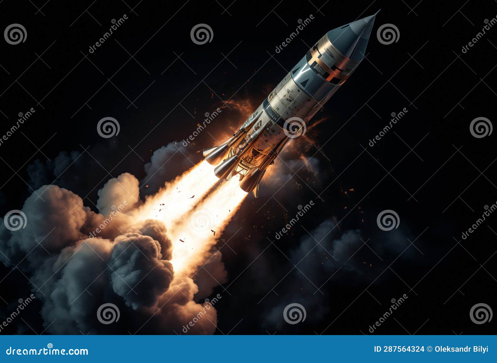 Rocket with Flames Escaping from it Stock Illustration - Illustration ...
