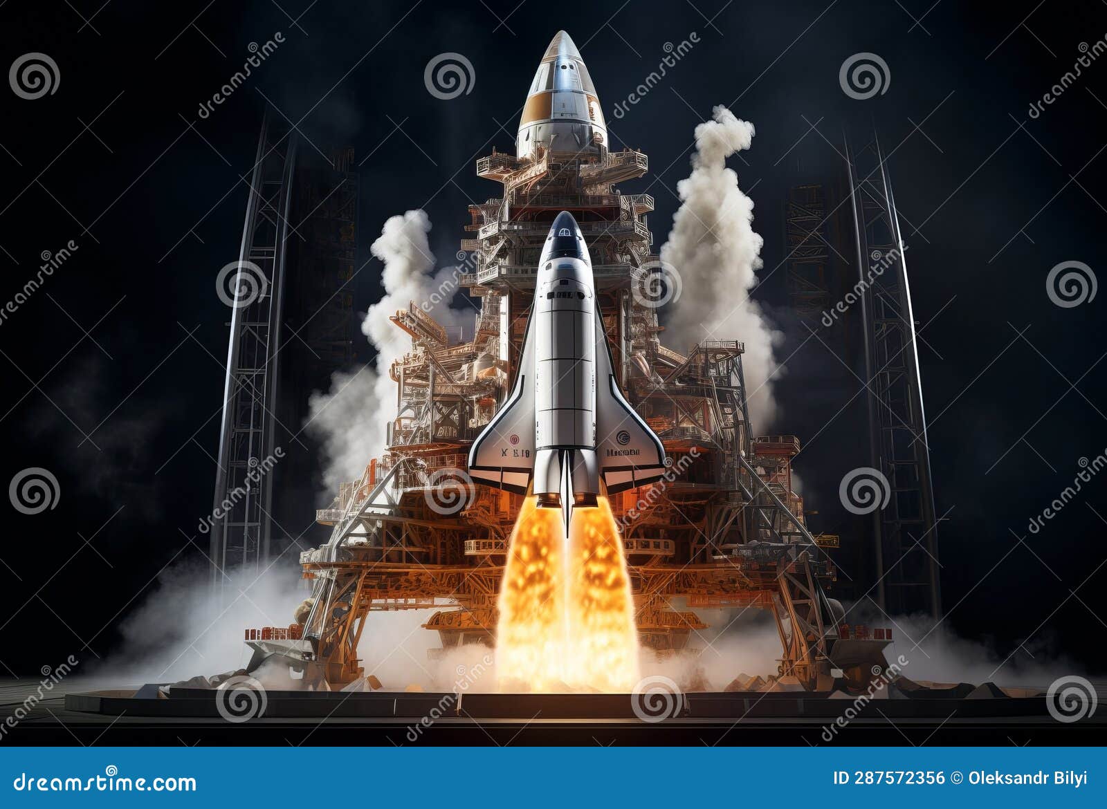 Rocket with Flames Escaping from it Stock Illustration - Illustration ...