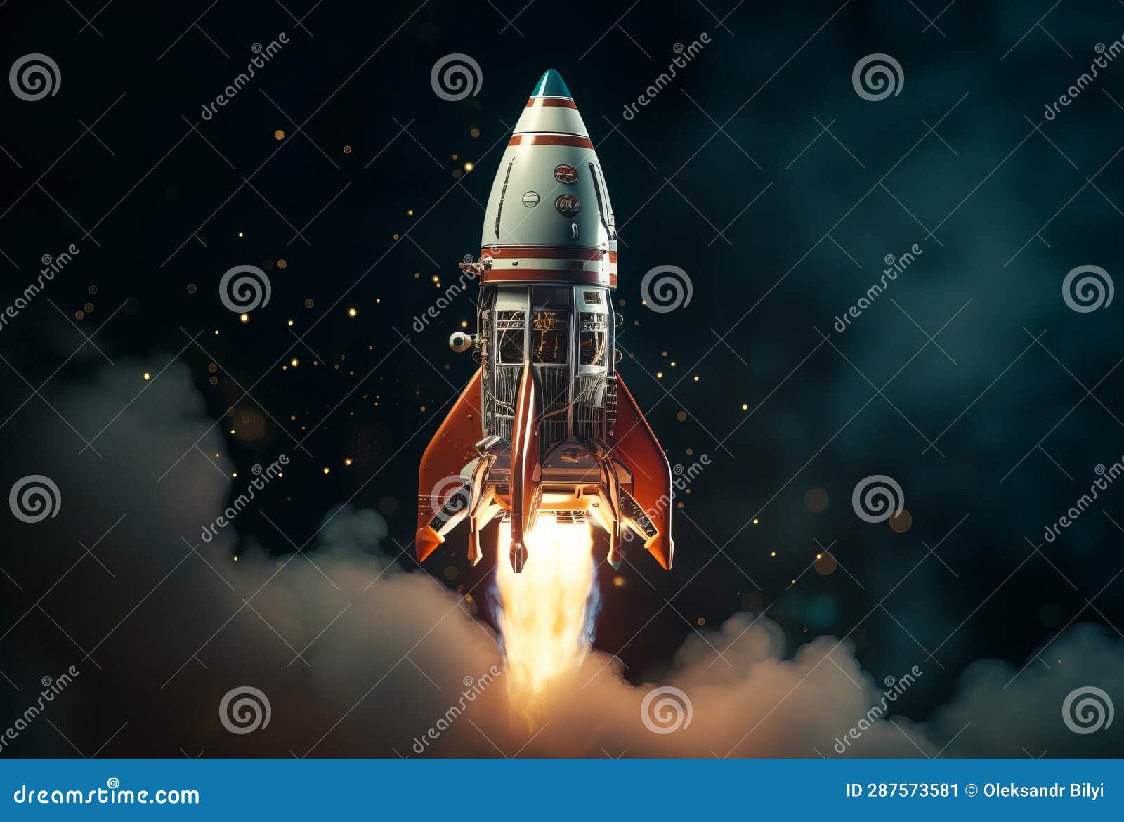 Rocket with Flames Escaping from it Stock Illustration - Illustration ...