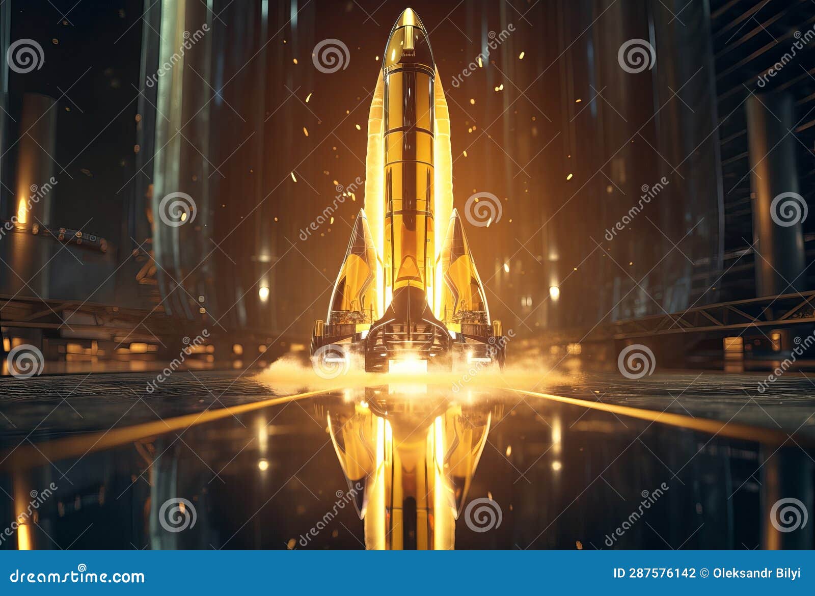 Rocket with Flames Escaping from it Stock Illustration - Illustration ...