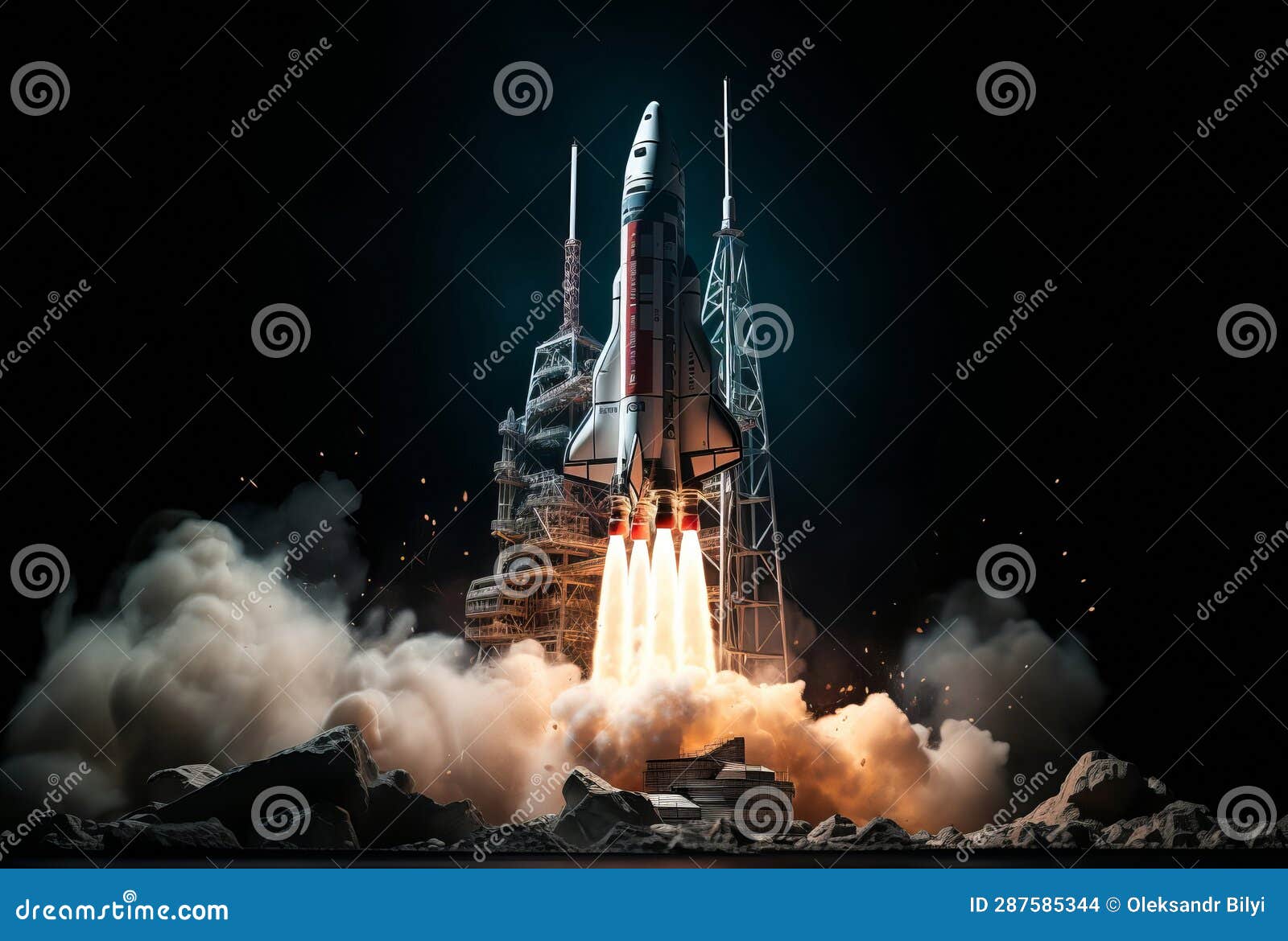 Rocket with Flames Escaping from it Stock Illustration - Illustration ...