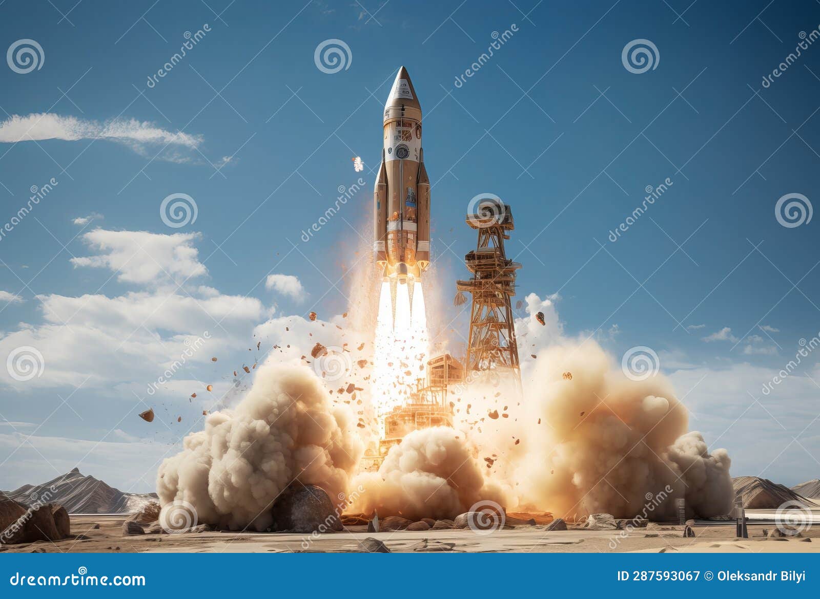 Rocket with Flames Escaping from it Stock Illustration - Illustration ...