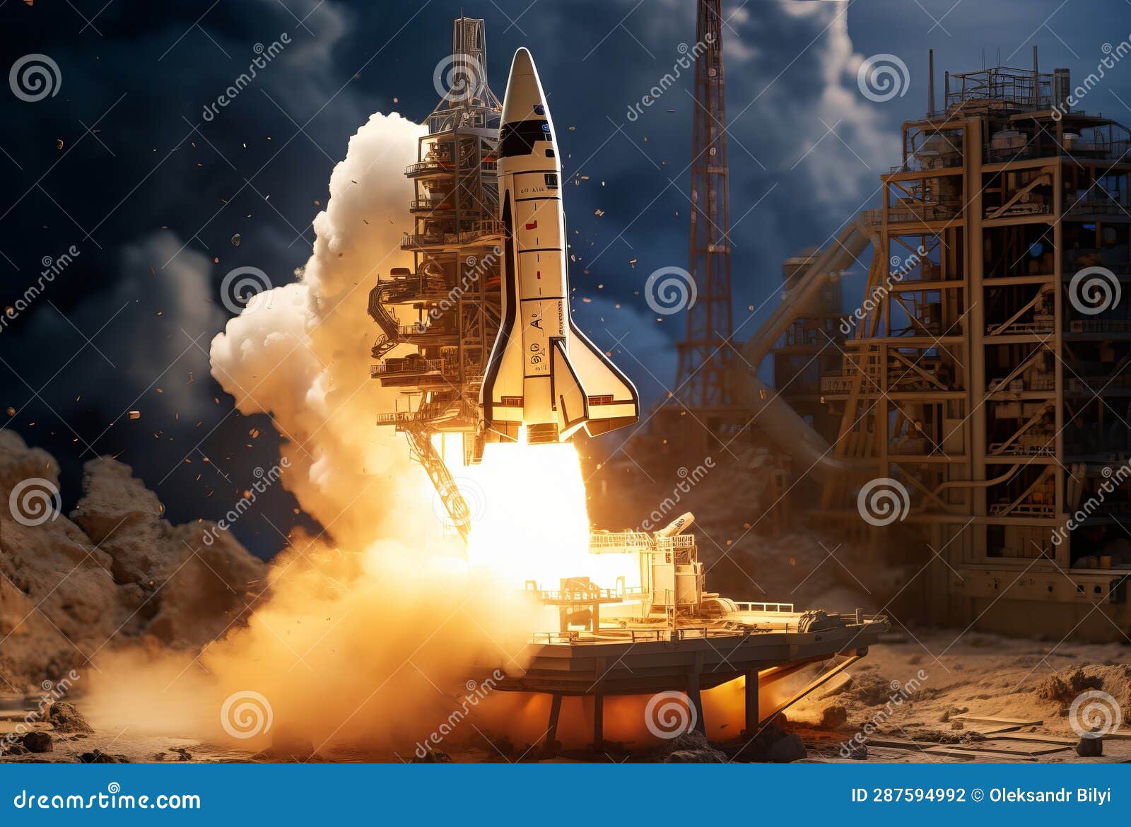 Rocket with Flames Escaping from it Stock Photo - Image of moonlight ...
