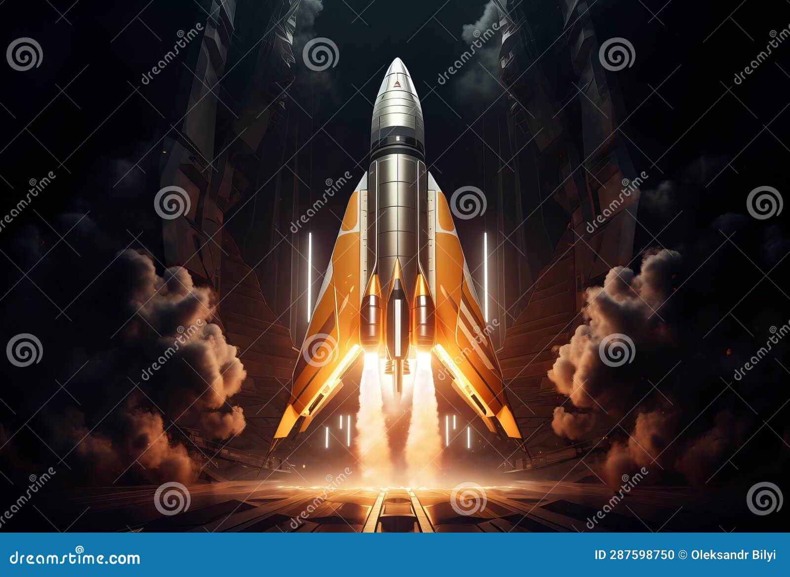 Rocket with Flames Escaping from it Stock Photo - Image of concept ...