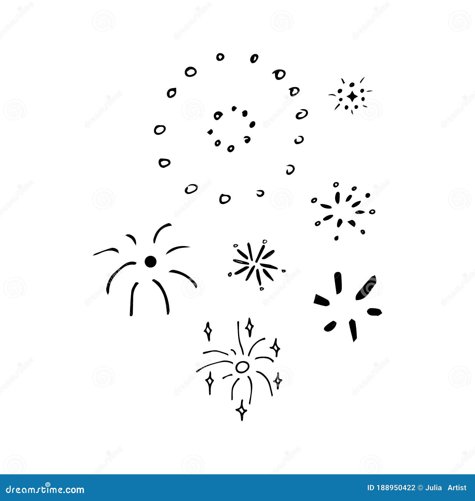 Rocket firework doodle stock vector. Illustration of decoration - 188950422