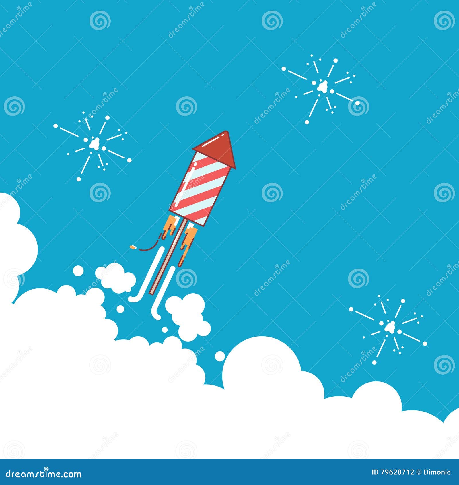 Rocket Fireworks. Missile Launch. Pyrotechnics, Vector Illustration ...
