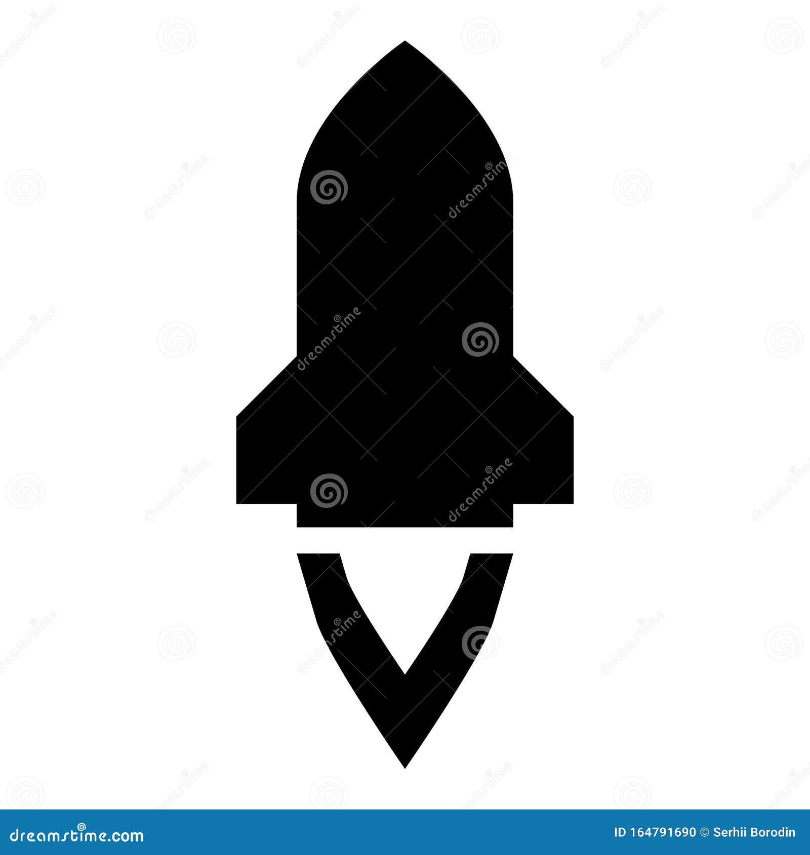 Rocket with Flame in Flying Spaceship Launching Space Exploration War ...