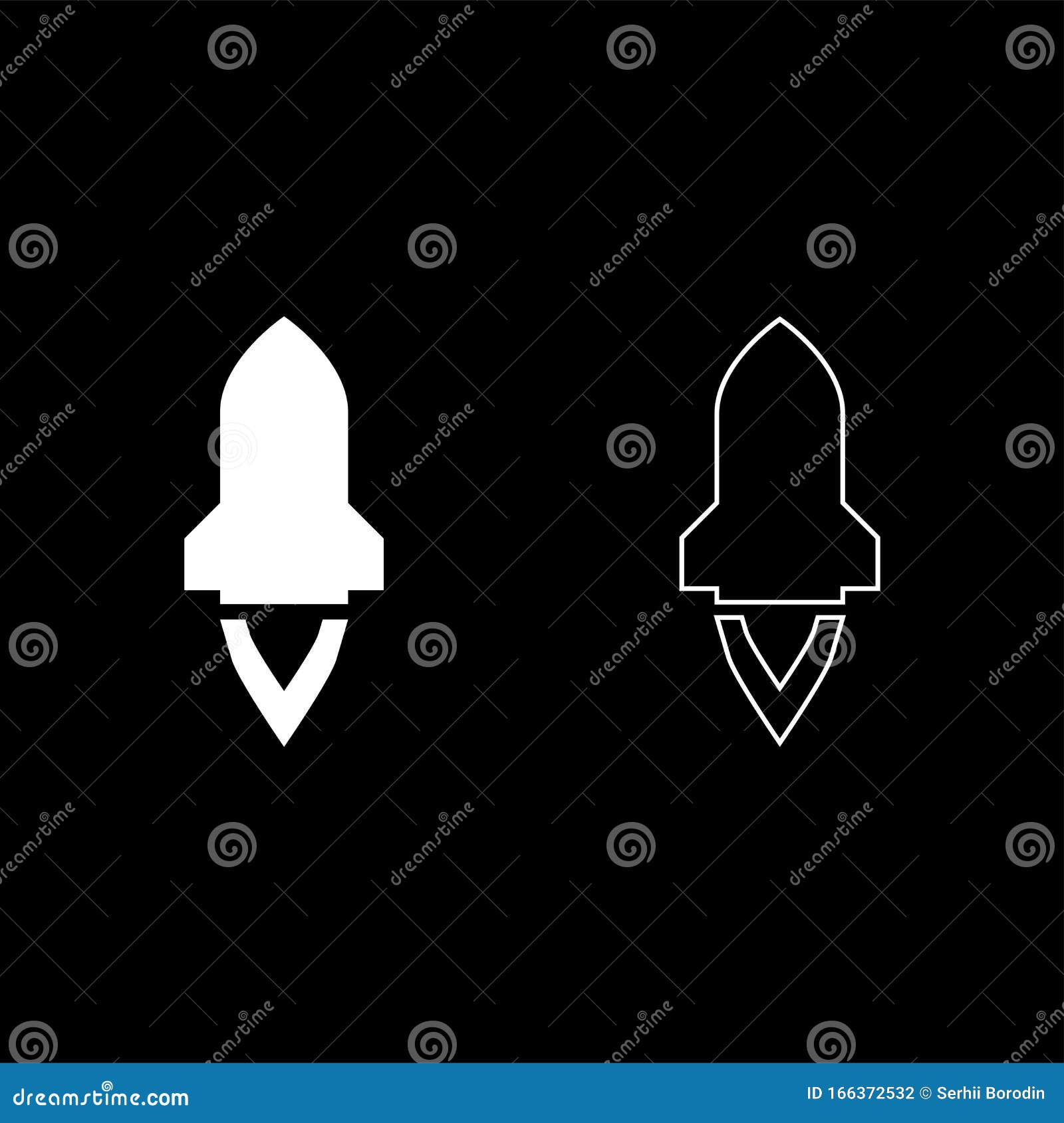 Rocket with Flame in Flying Spaceship Launching Space Exploration War ...