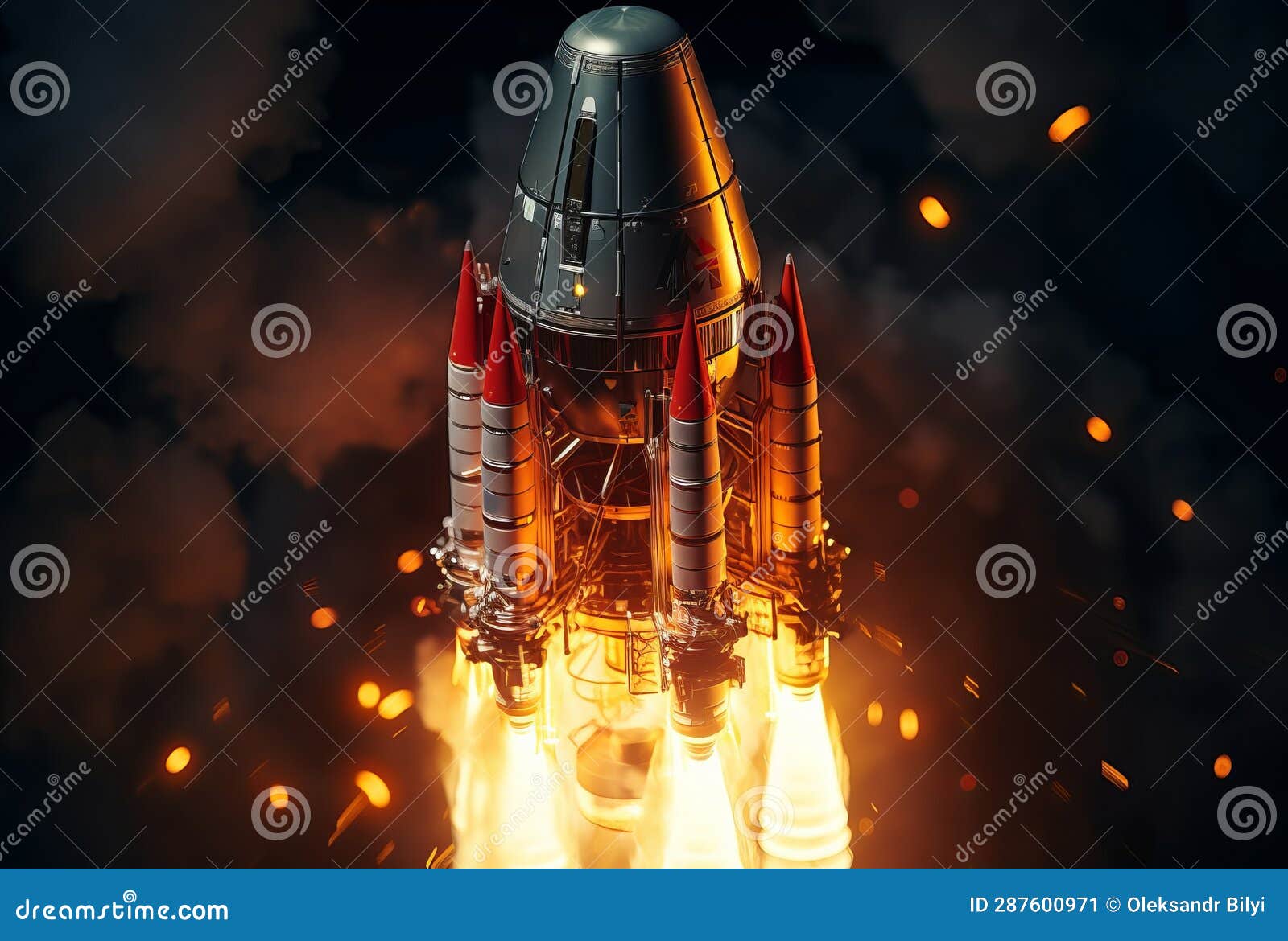 Rocket with Flames Escaping from it Stock Illustration - Illustration ...