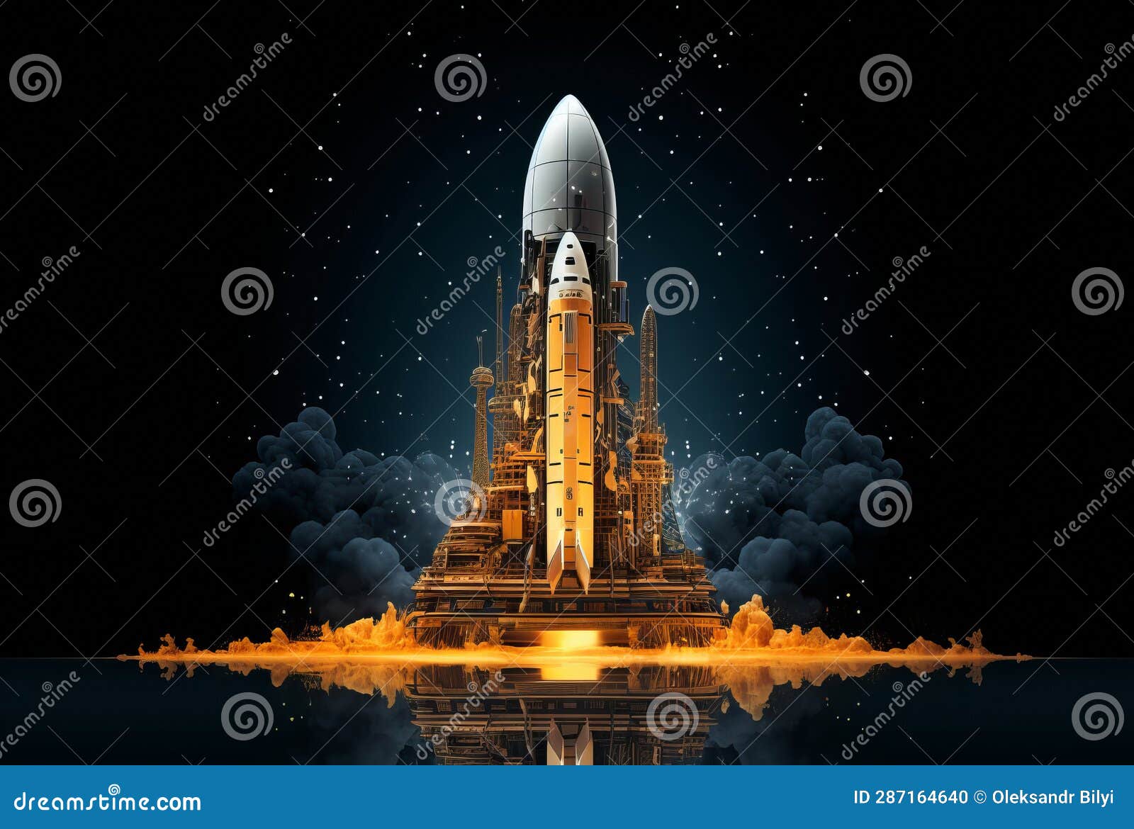 Rocket with Flames Escaping from it Stock Photo - Image of flight ...