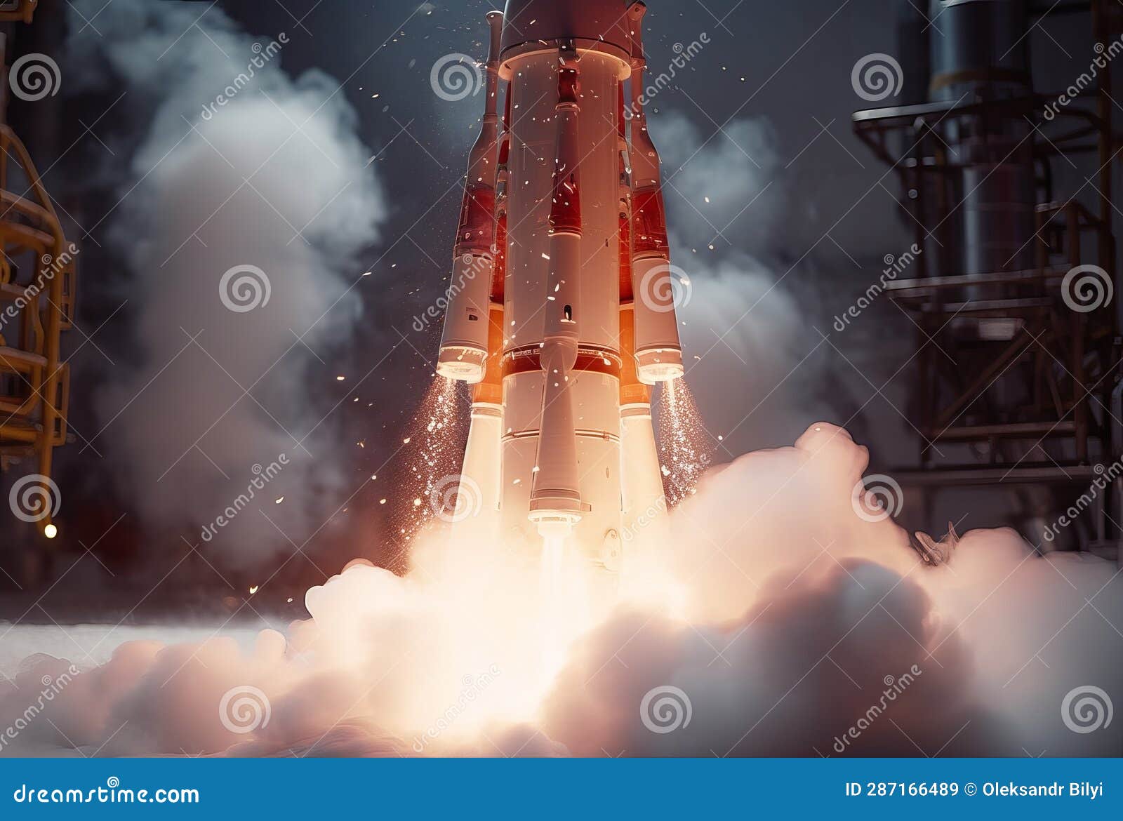 Rocket with Flames Escaping from it Stock Illustration - Illustration ...