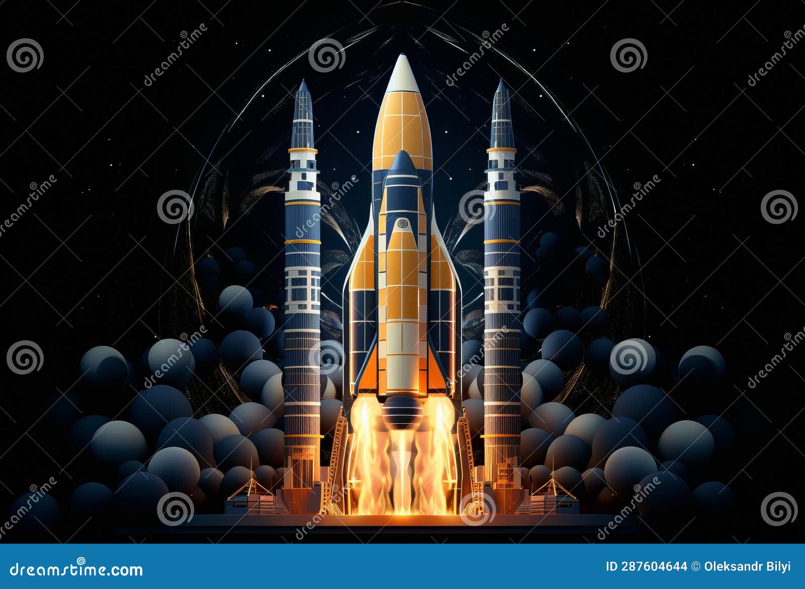 Rocket with Flames Escaping from it Stock Illustration - Illustration ...