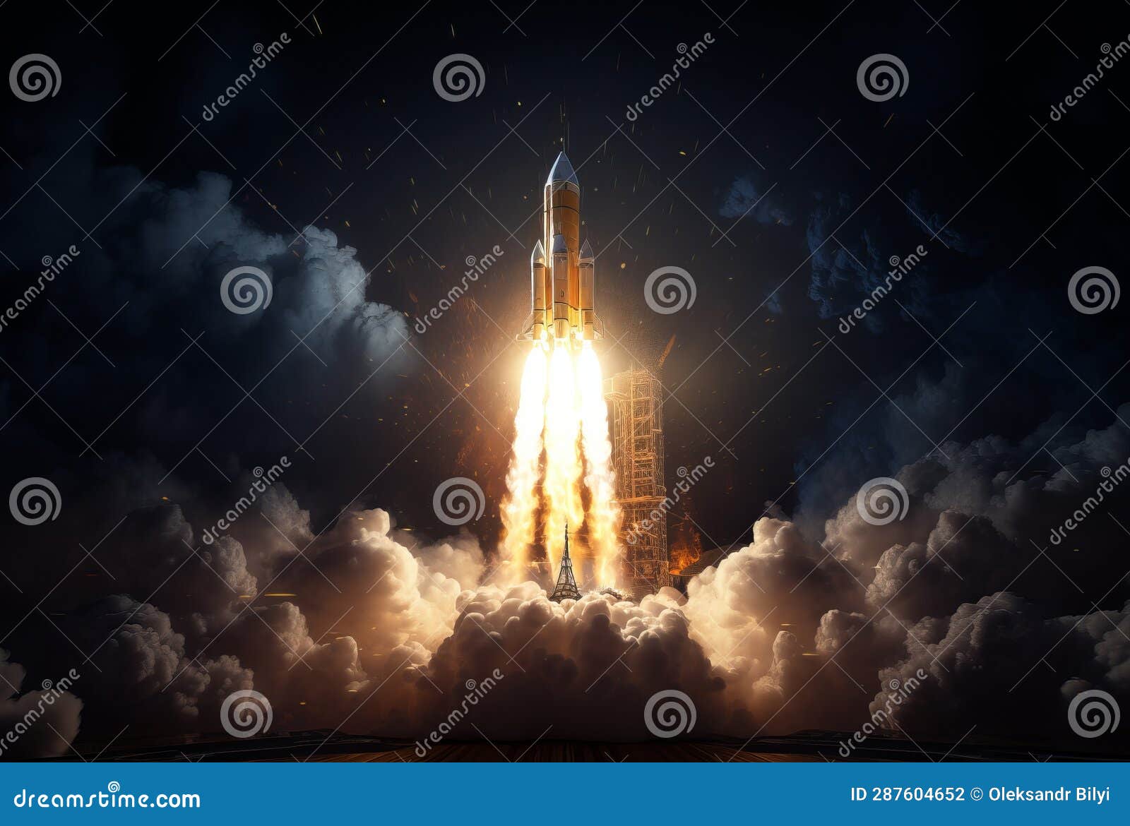 Rocket with Flames Escaping from it Stock Illustration - Illustration ...