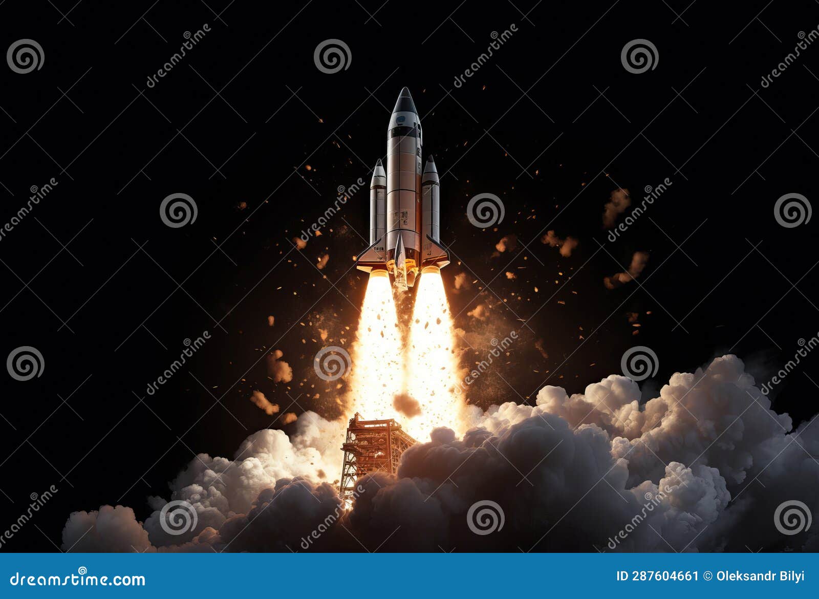 Rocket with Flames Escaping from it Stock Illustration - Illustration ...