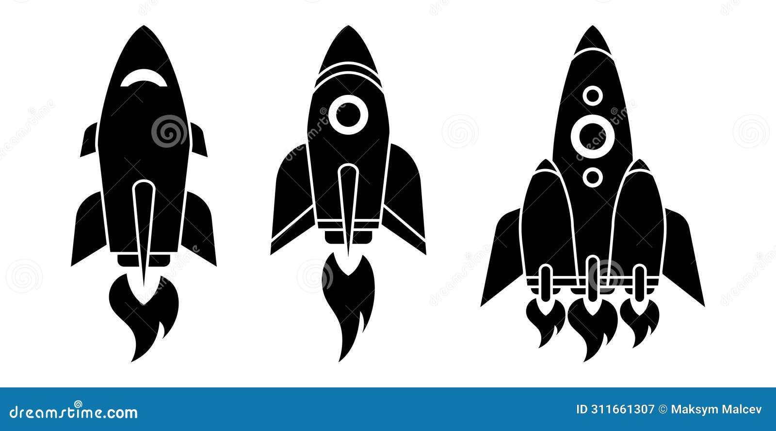 Rocket Flat Icons Set. Rocket Launch. Modern Startup Symbols Stock ...