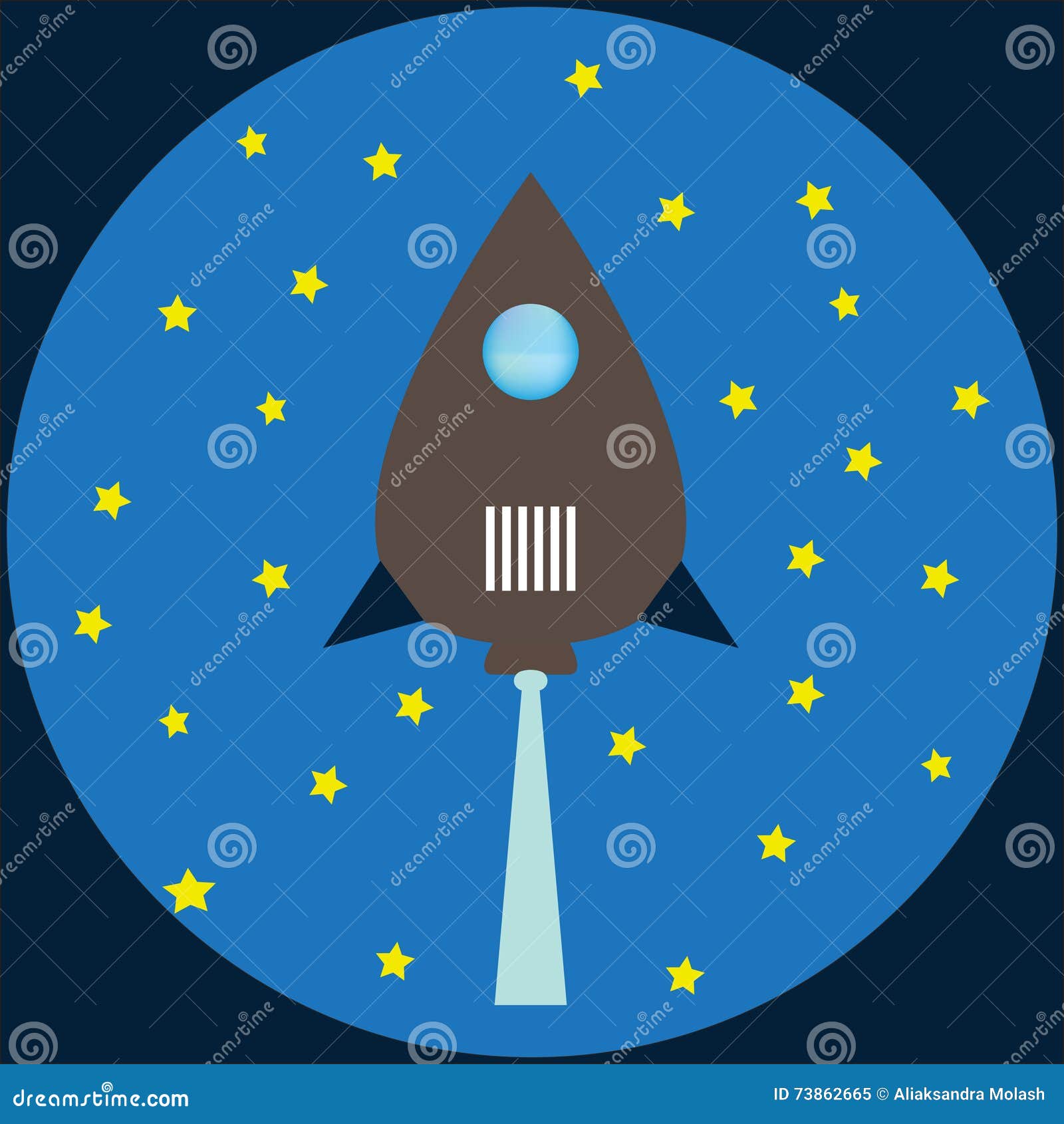Rocket Flat Illustration Blue Colors Stock Vector - Illustration of ...