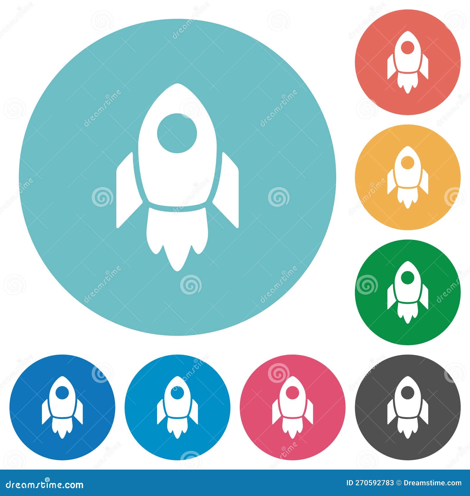 Rocket flat round icons stock vector. Illustration of rocket - 270592783