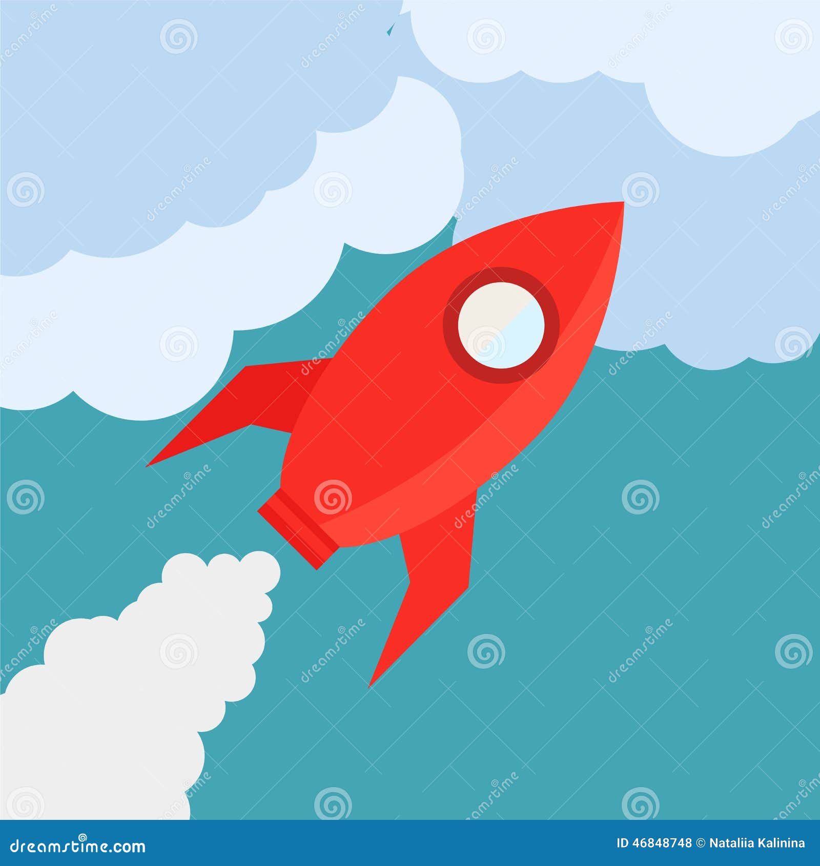 Rocket in Flat Style stock vector. Illustration of project - 46848748