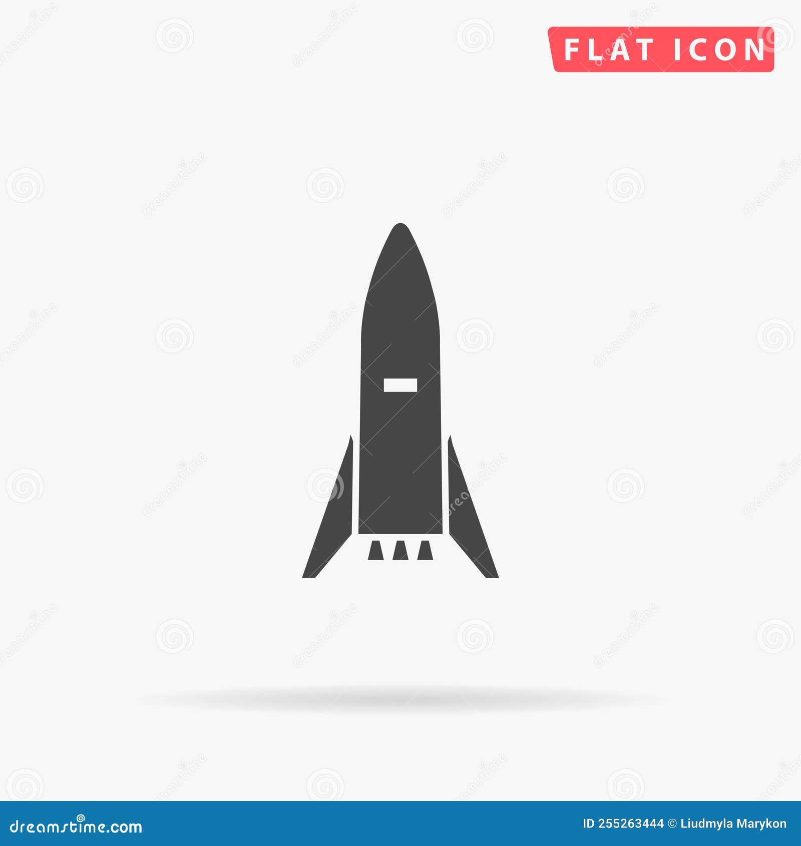 Rocket flat vector icon stock vector. Illustration of retro - 255263444