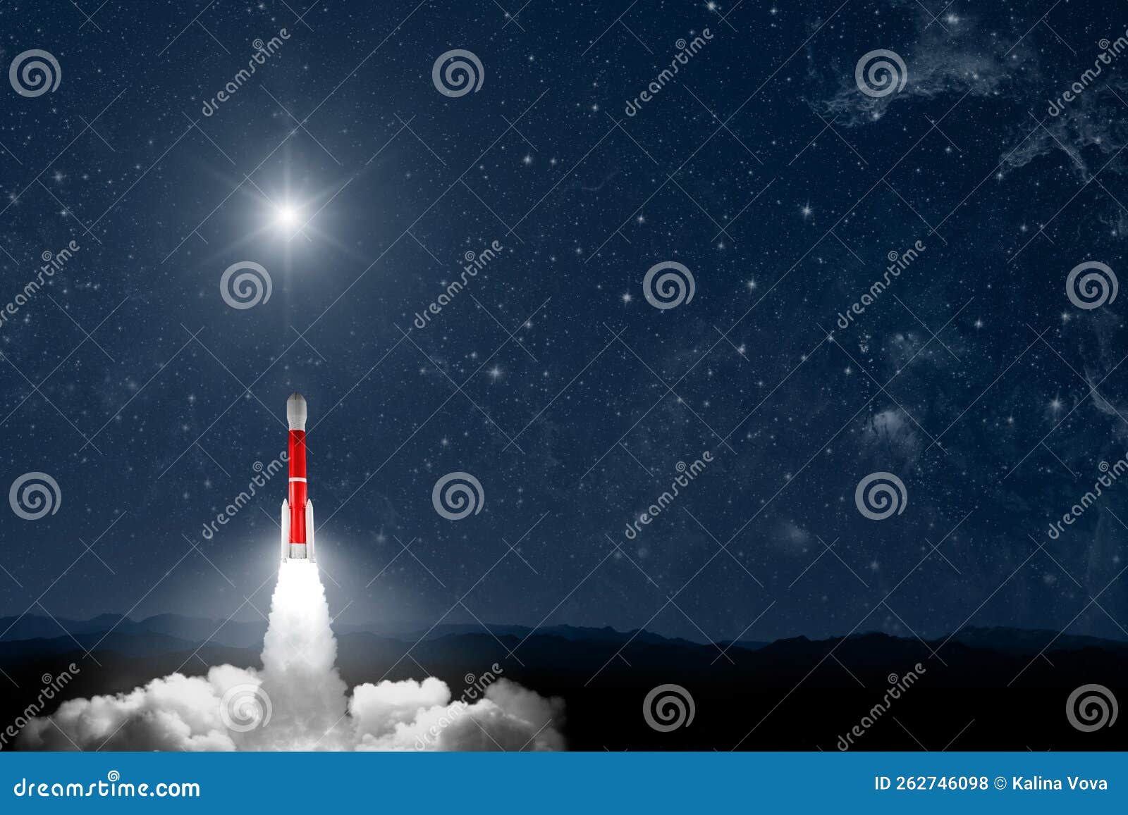 Rocket Flies into Space on Christmas Eve Stock Photo - Image of ...