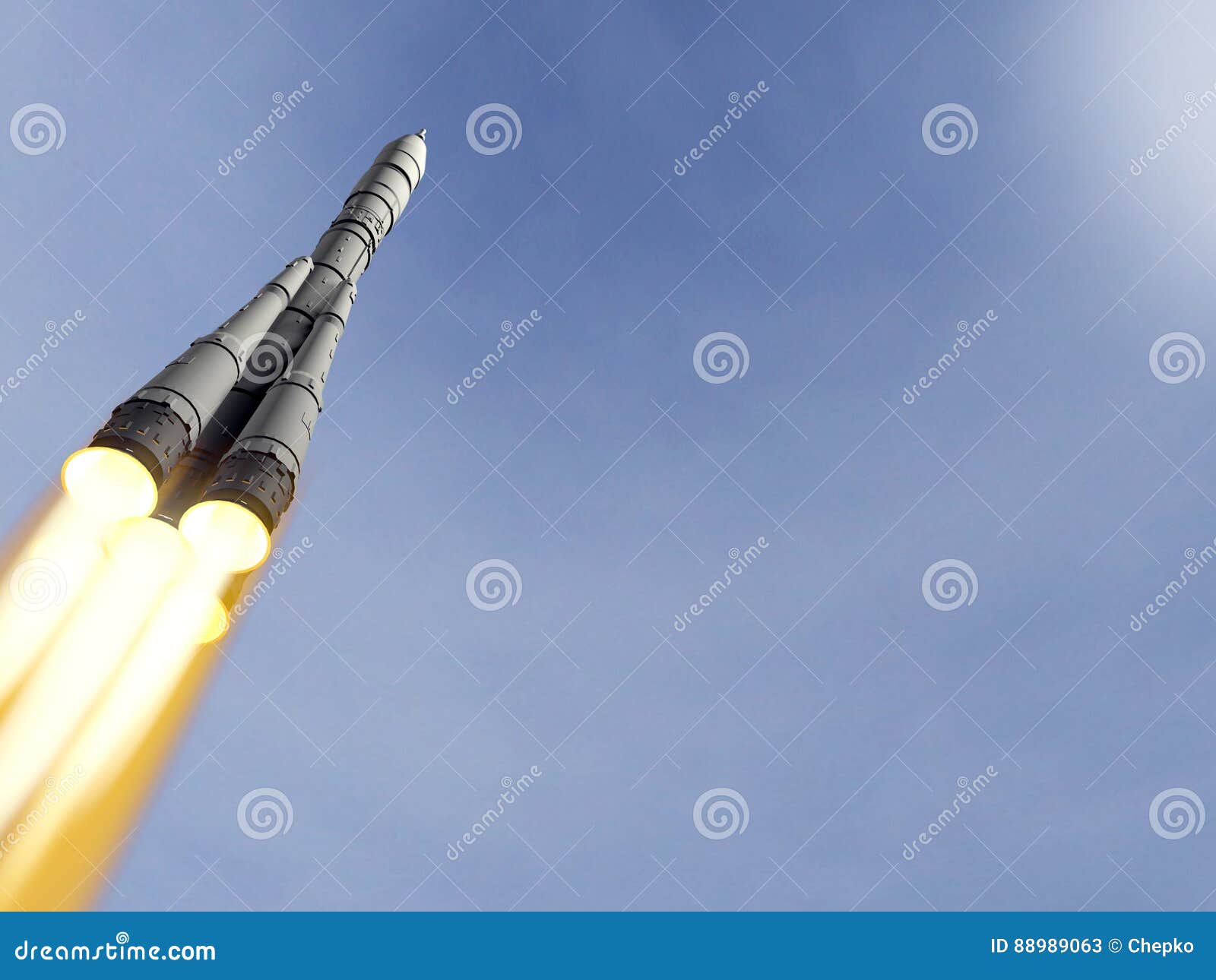 Rocket flies into space stock illustration. Illustration of performance ...