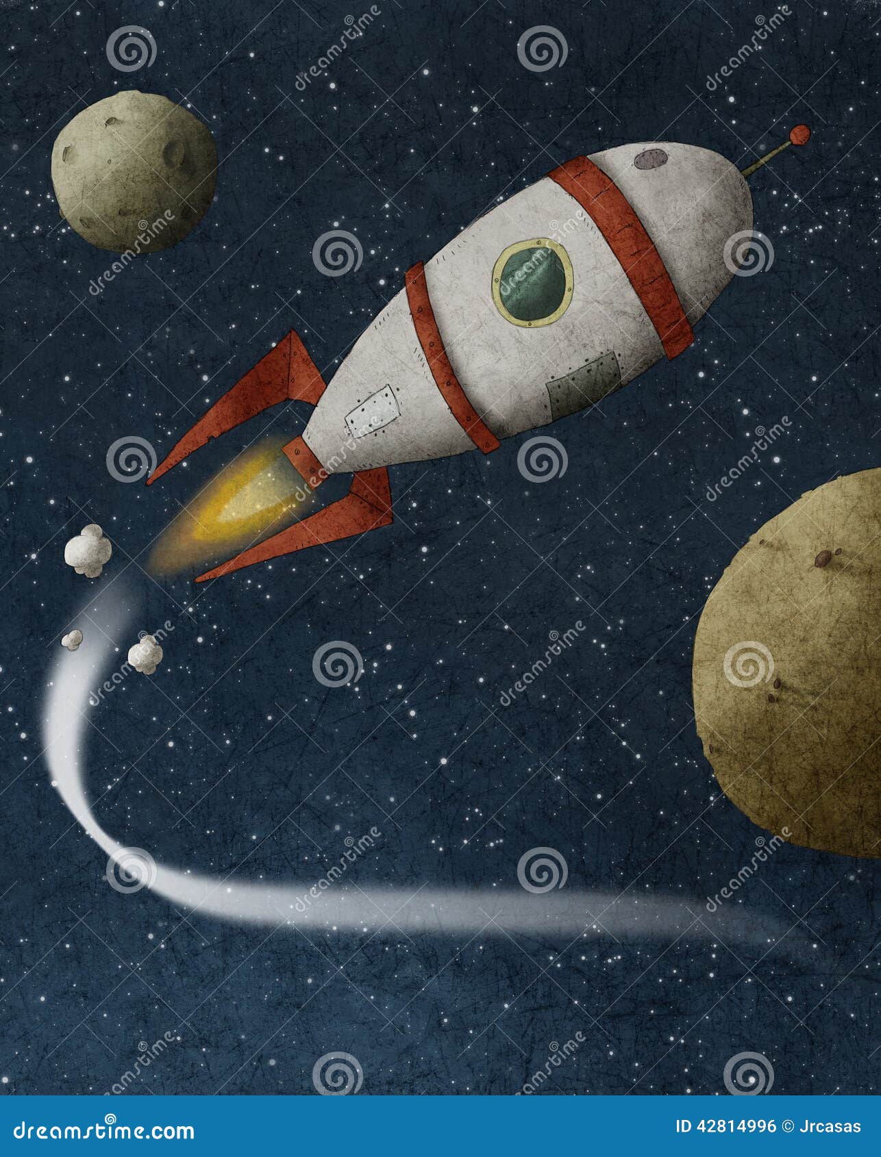 Rocket flies through space stock illustration. Illustration of flight ...